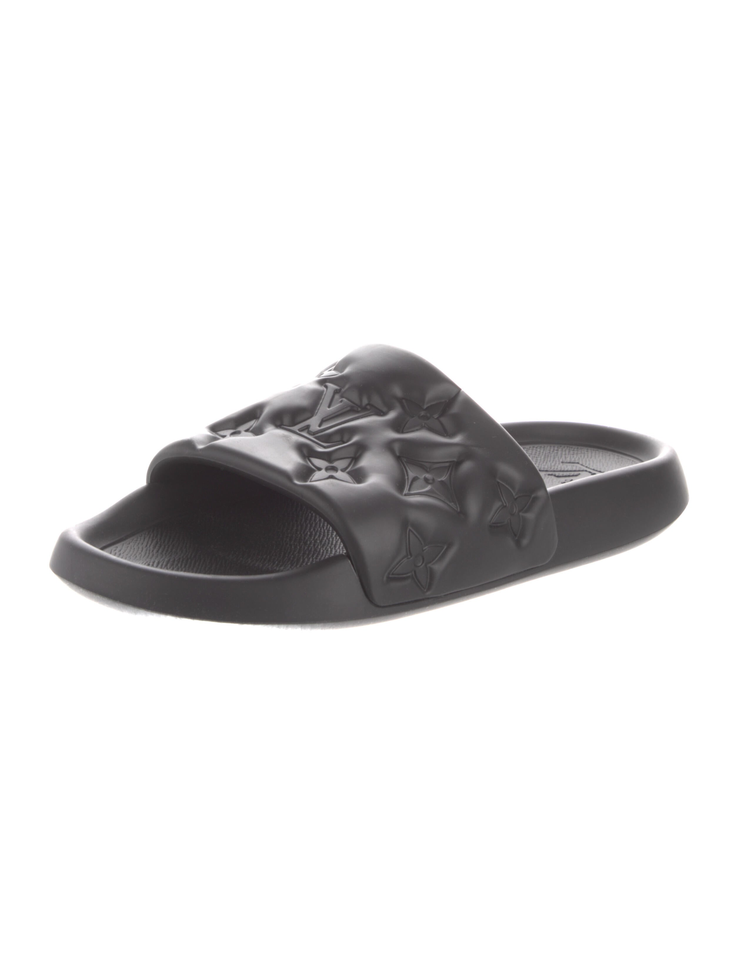 Louis Vuitton Monogram Pattern Rubber Slides - Black Sandals, Shoes ...