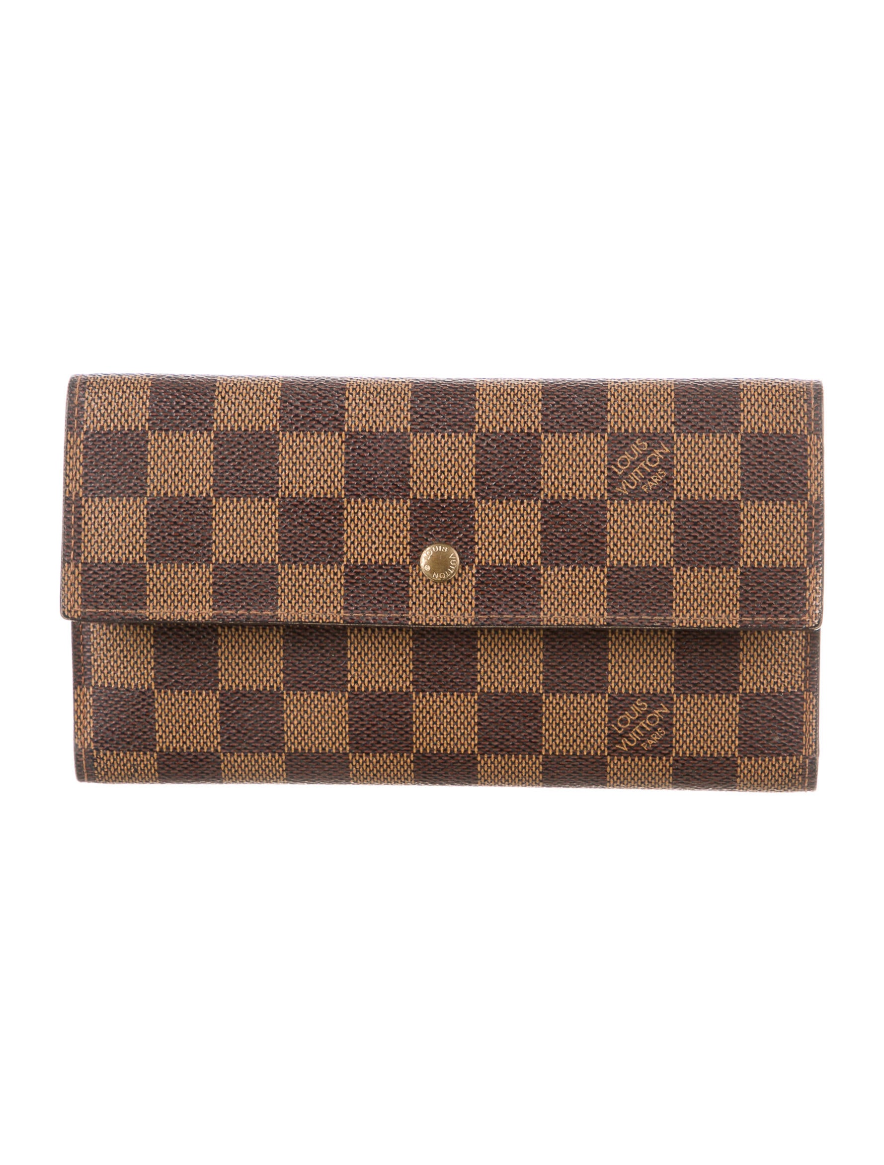 Louis Vuitton Damier Ebene Pattern Coated Canvas International Wallet ...