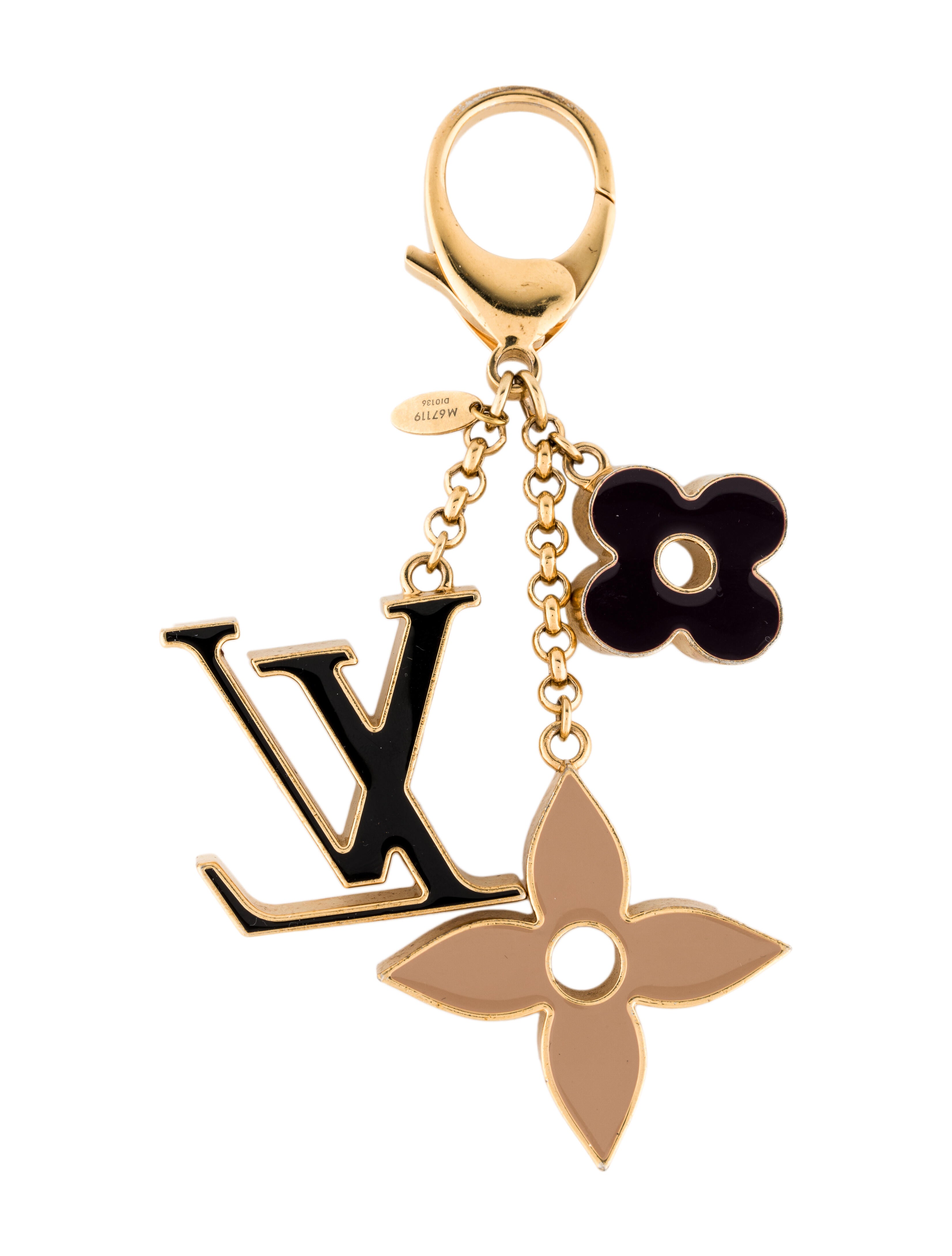 Louis Vuitton Fleur De Monogram Key Ring And Bag Charm - Gold Keychains ...