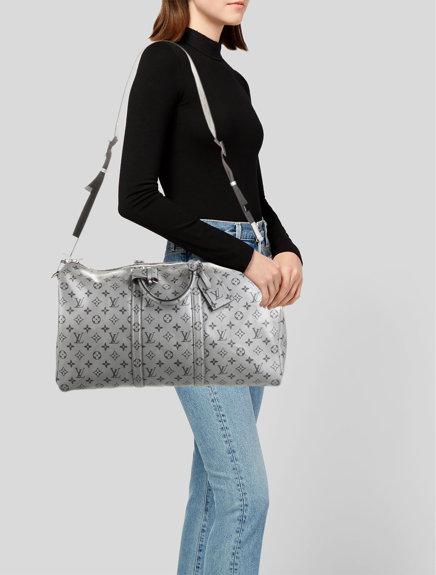 Louis Vuitton Metallic Monogram Keepall Bandoulière 50 - Grey ...