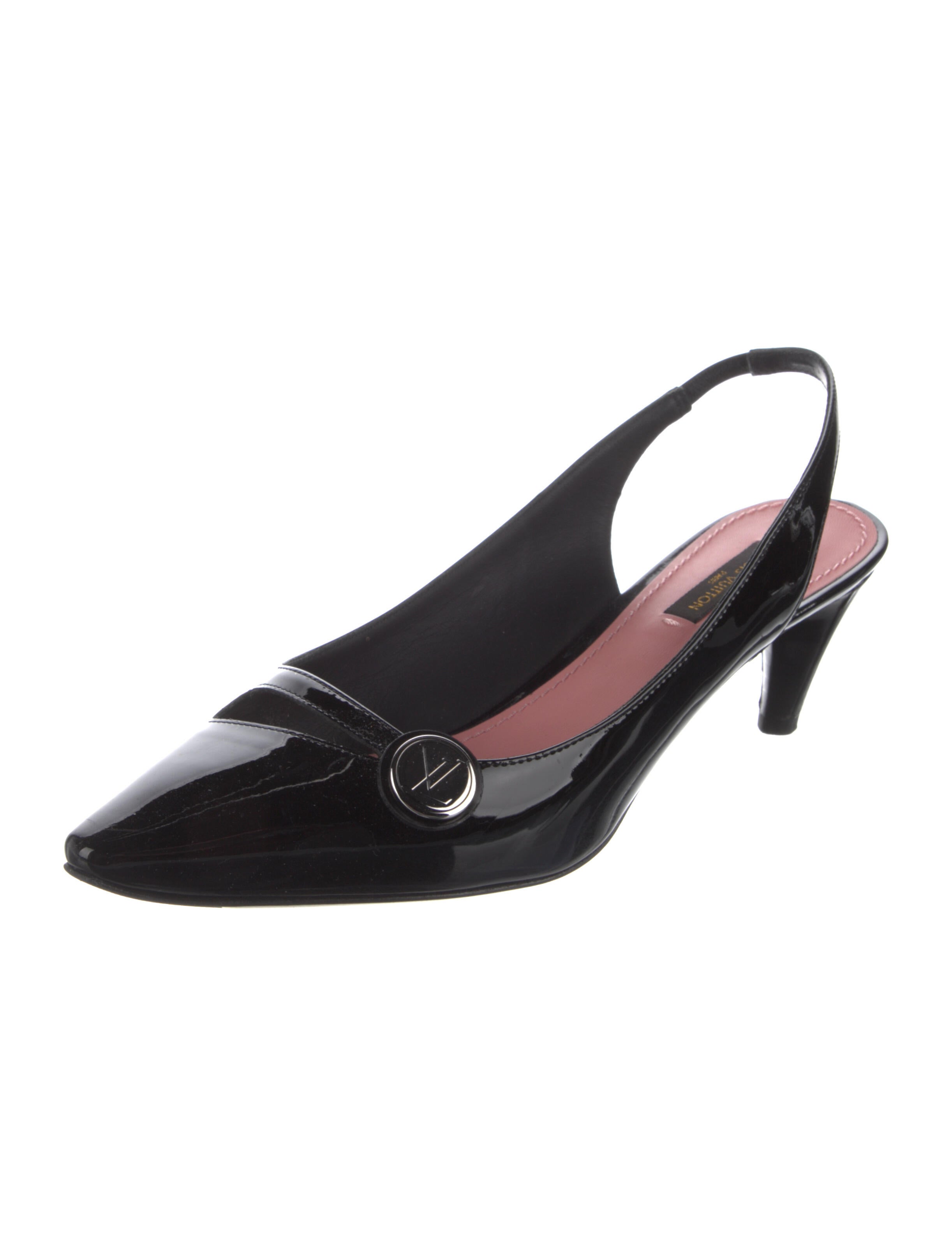 Louis Vuitton Patent Leather Slingback Pumps - Black Pumps, Shoes ...
