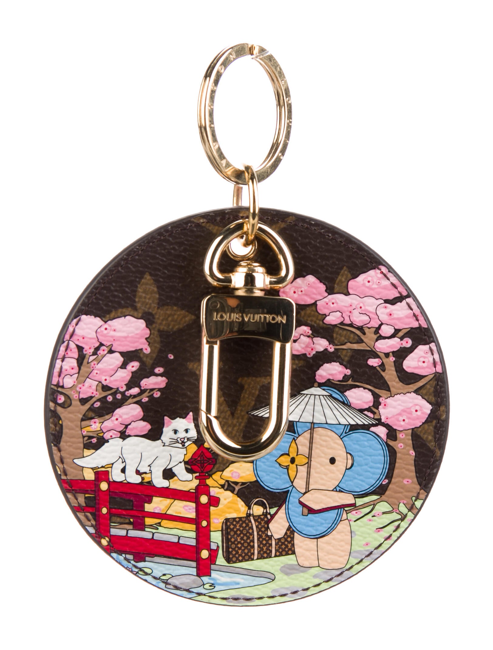 Louis Vuitton Fleur De Monogram Key Ring And Bag Charm - Gold Keychains ...