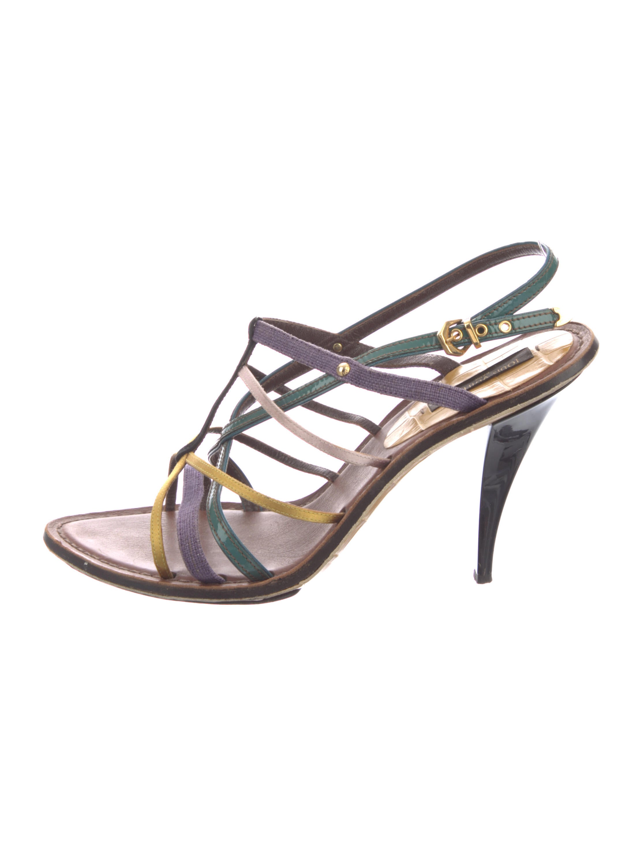 Louis Vuitton Patent Leather Colorblock Pattern Slingback Sandals ...