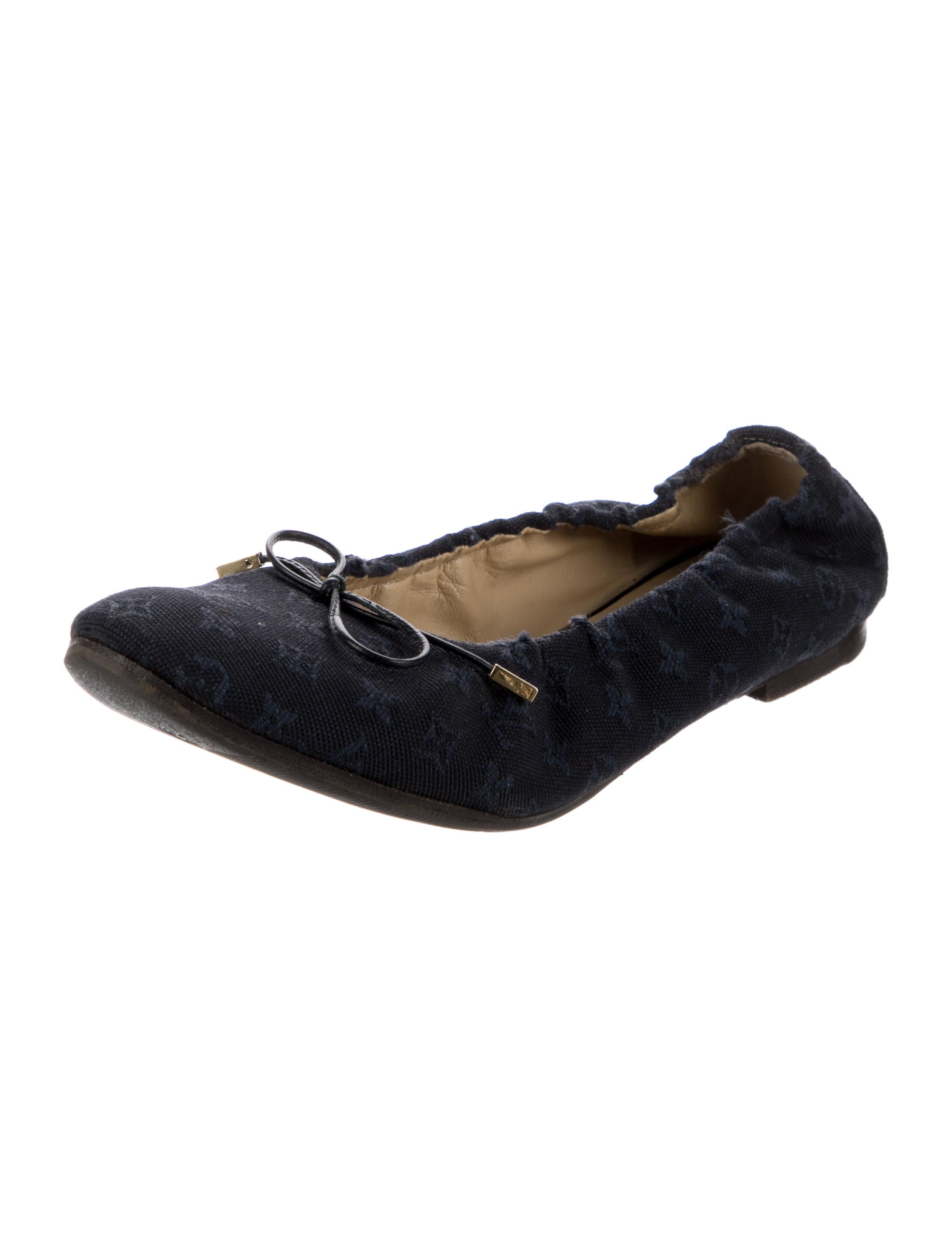 Louis Vuitton LV Monogram Bow Accents Ballet Flats - Blue Flats, Shoes ...