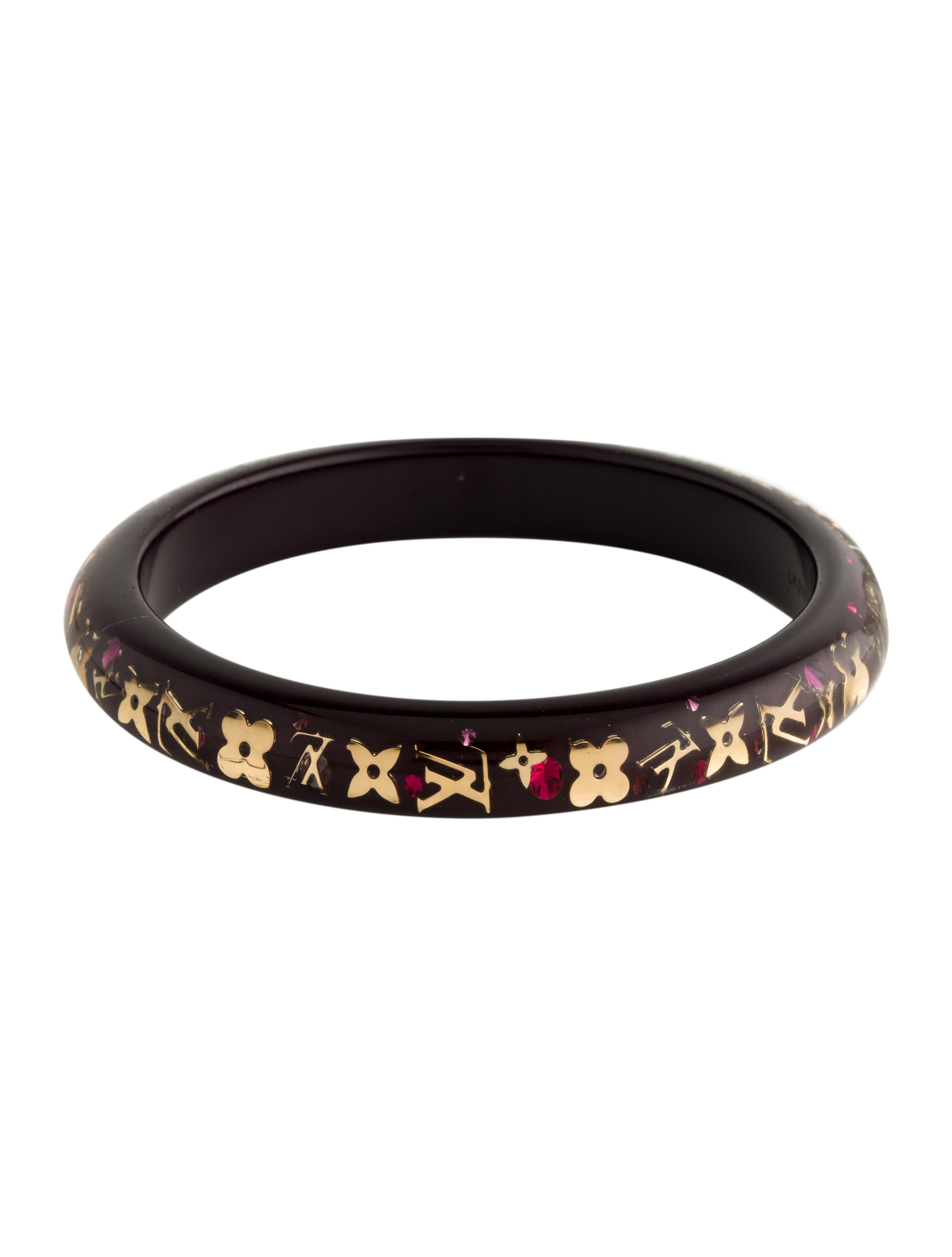 Louis Vuitton Narrow Inclusion Bangle - Burgundy, Brass Bangle ...