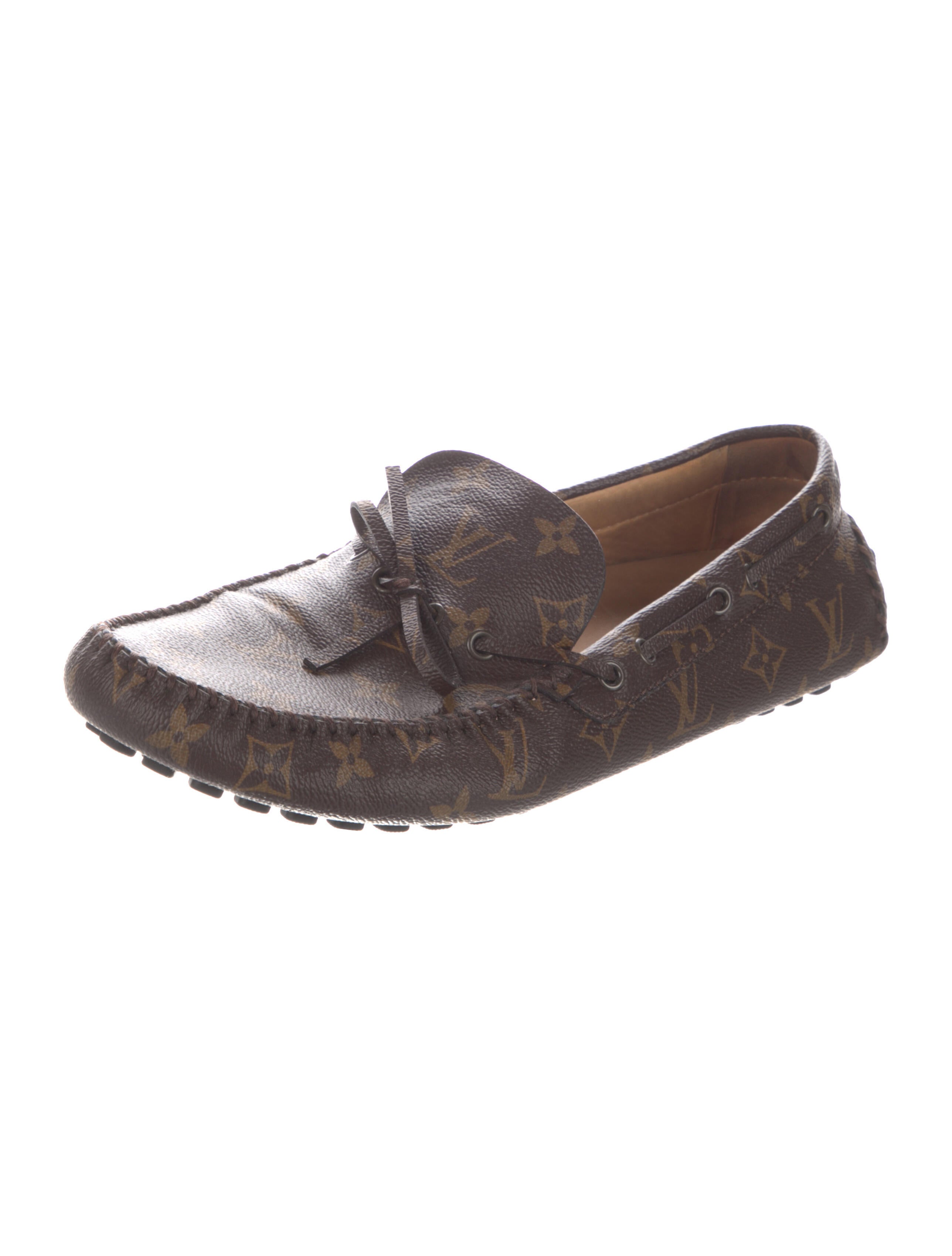 Louis Vuitton LV Monogram Bow Accents Drivers - Brown Loafers, Shoes ...