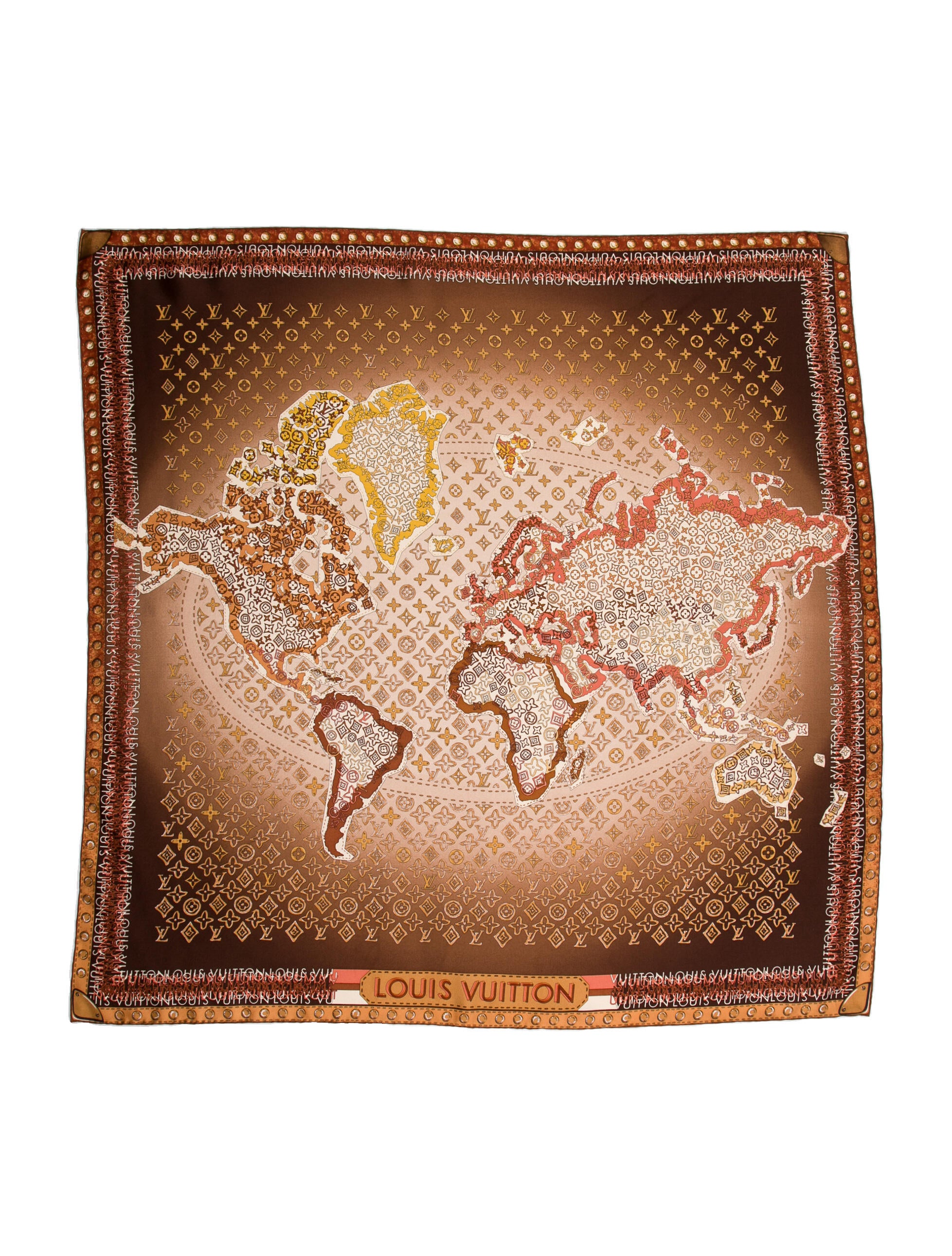 Louis Vuitton World Map Silk Scarf - Brown Scarves and Shawls ...