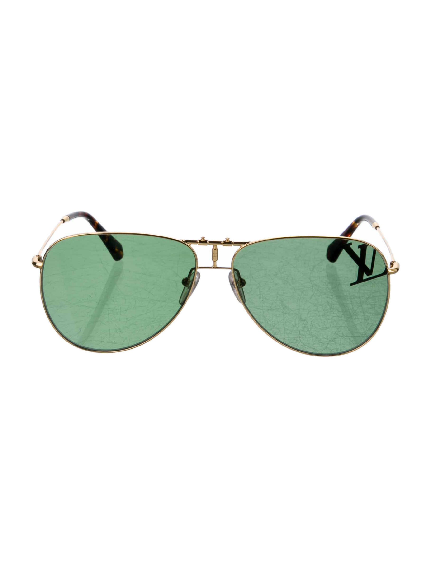 Louis Vuitton Monogram Pattern Aviator Sunglasses - Gold Sunglasses ...