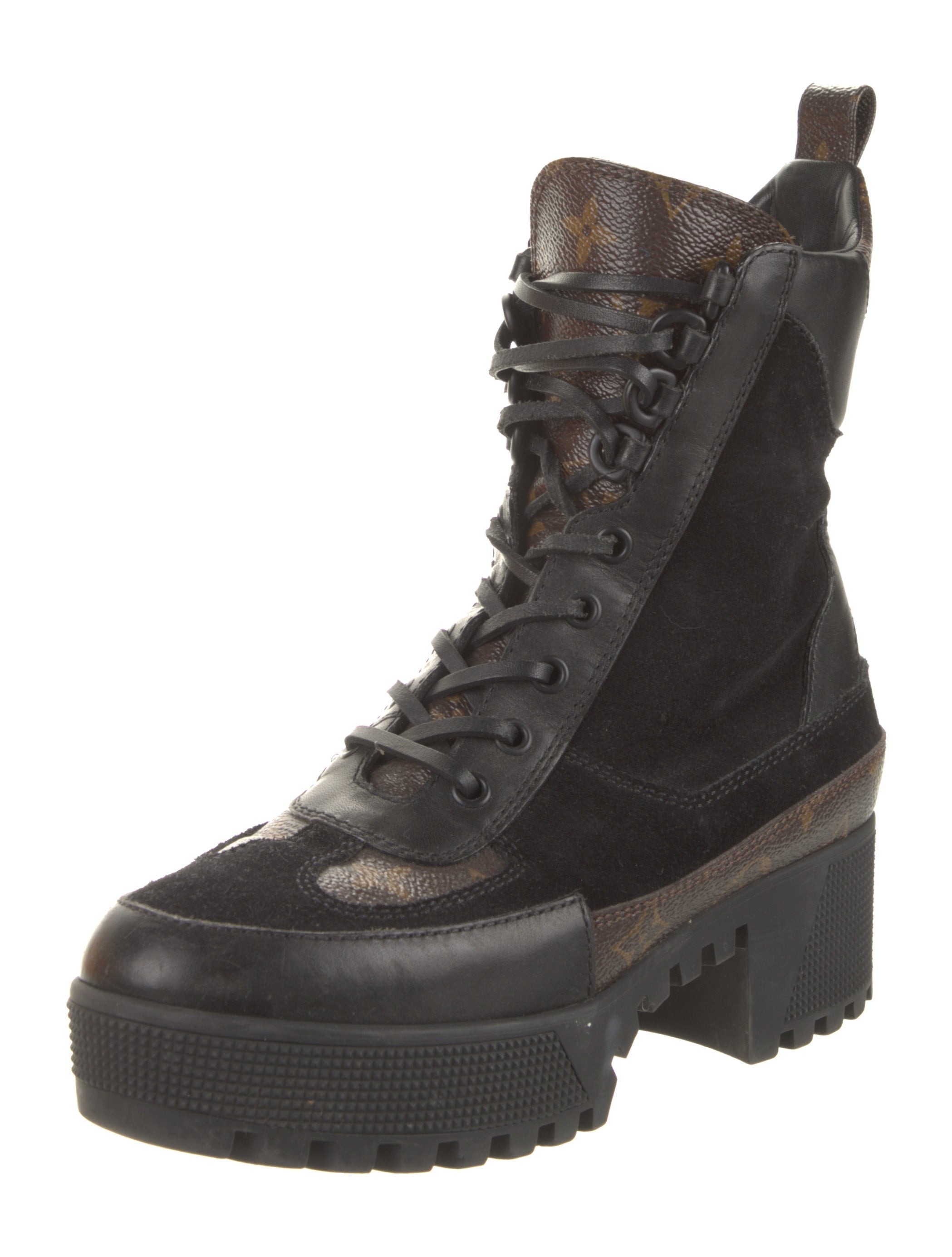 Louis Vuitton Laureate LV Monogram Combat Boots - Black Boots, Shoes ...