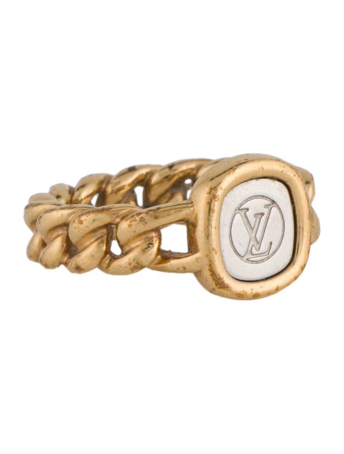 Louis Vuitton Chain ID Ring - Gold-Plated Signet Ring, Rings ...