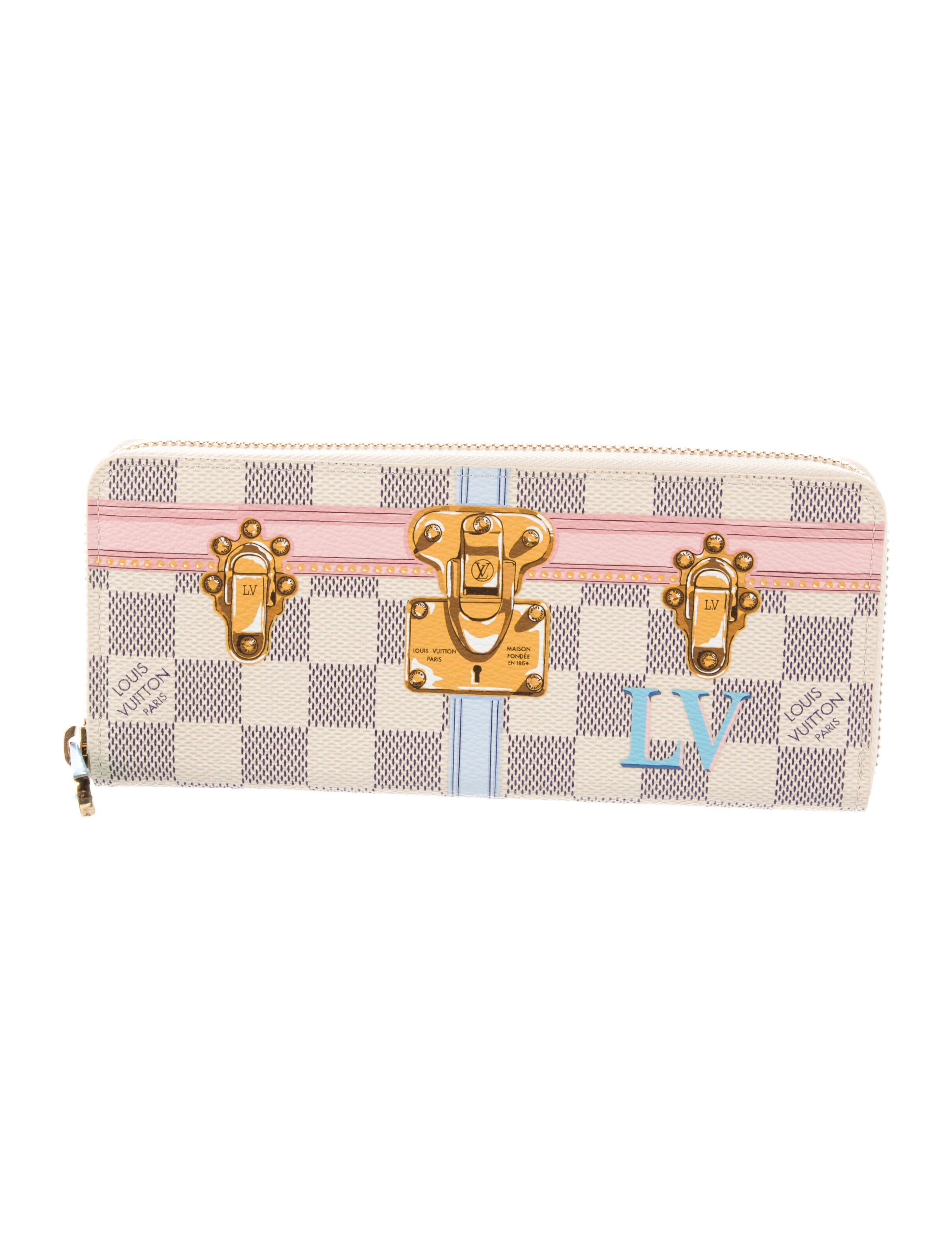 Louis Vuitton Damier Azur Pattern Coated Canvas Clemence Wallet ...