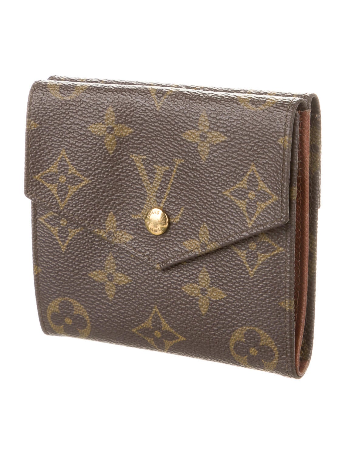 Louis Vuitton LV Monogram Coated Canvas Sarah Compact Wallet - Brown ...