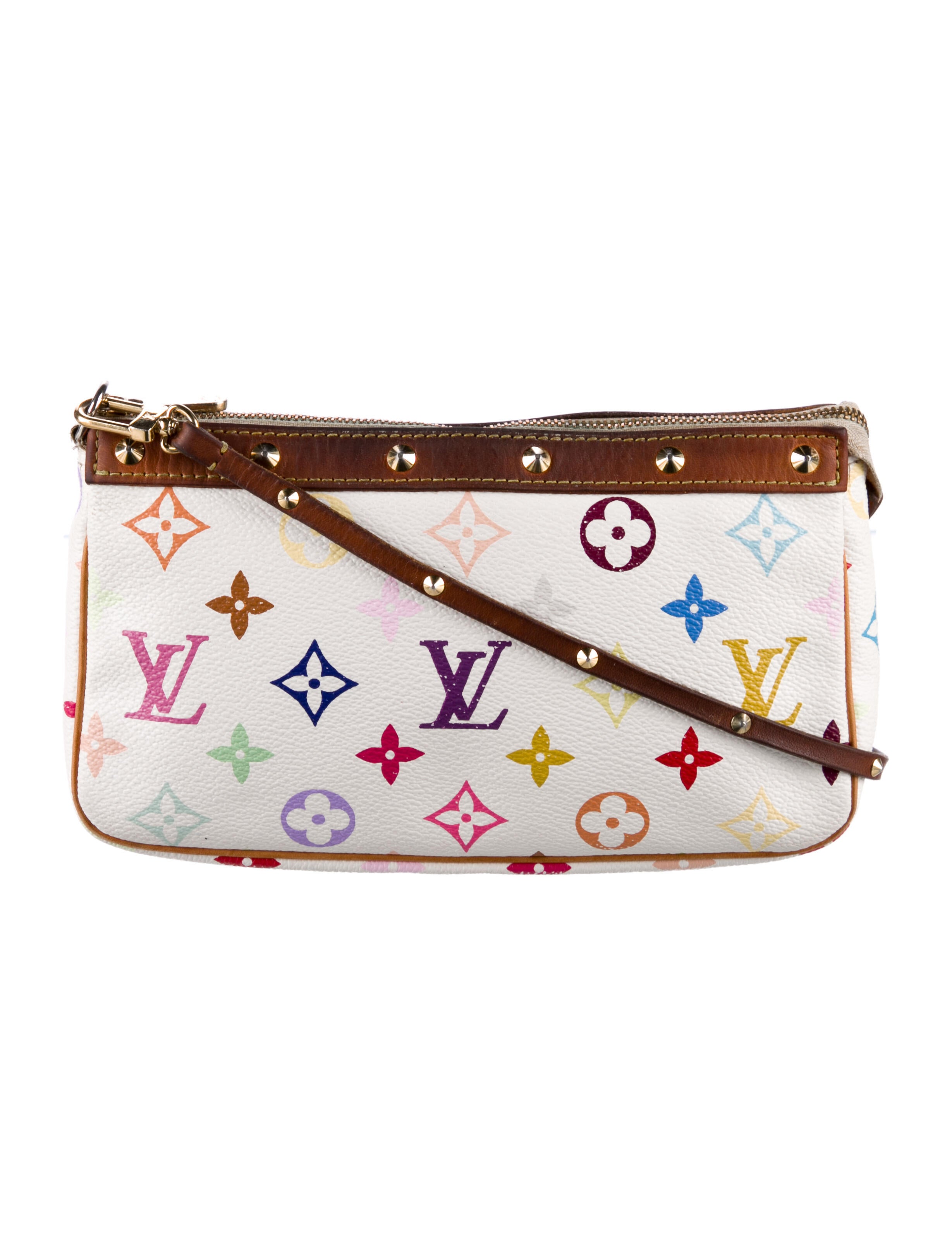 Louis Vuitton Coated Canvas Monogram Pochette Handle Bag - White Handle ...