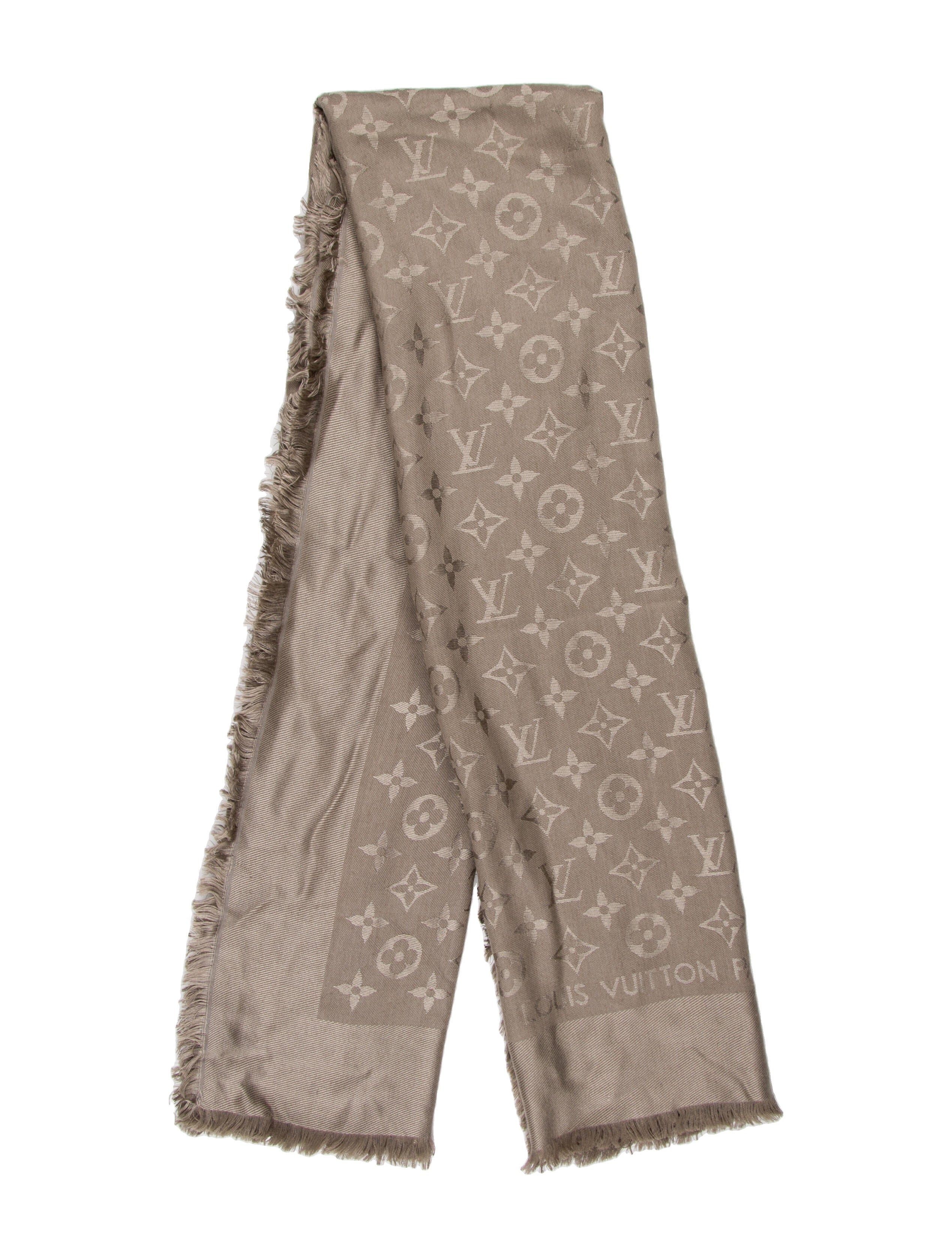 Louis Vuitton Shine Monogram Pattern Scarf - Grey Scarves and Shawls, Accessories - LOU750845 ...