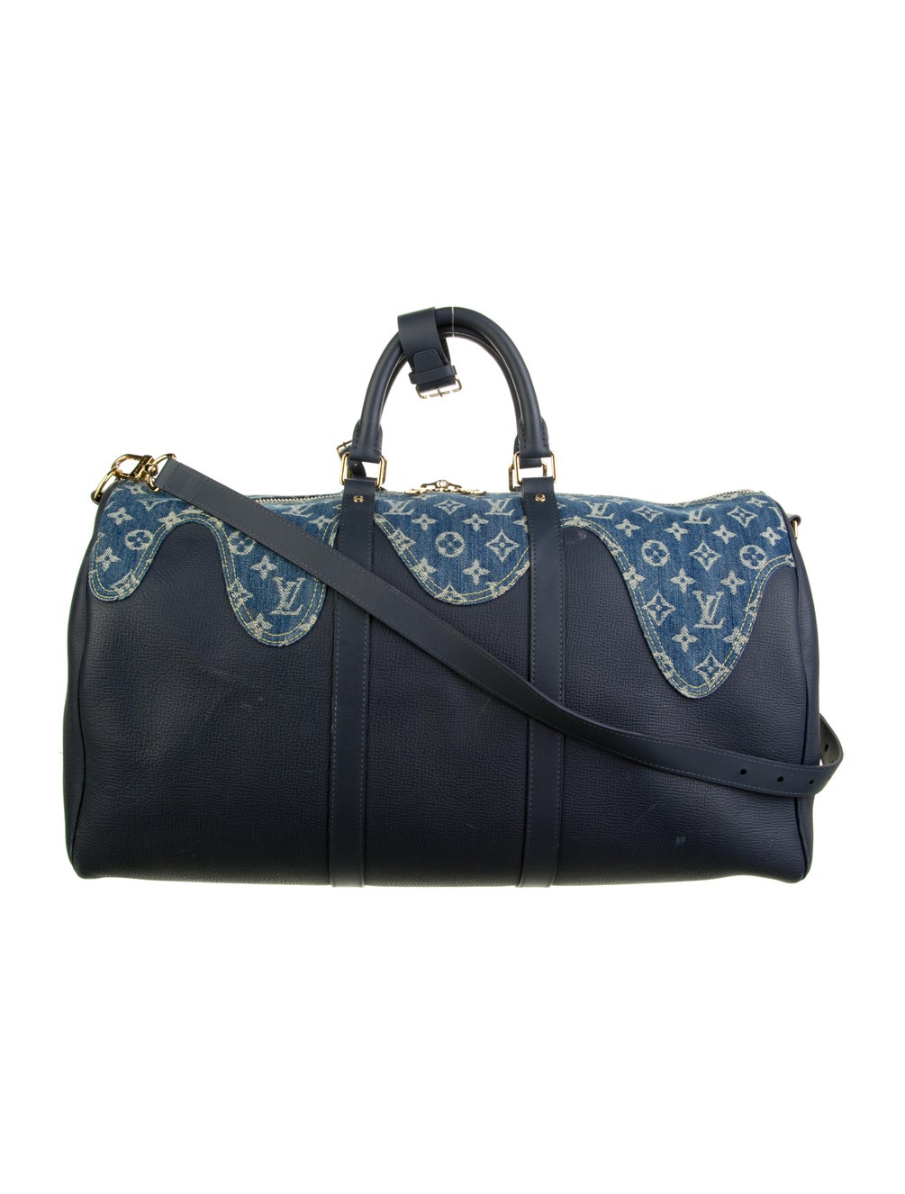 Louis Vuitton x NIGO Monogram Denim Drip & Taurillon Keepall Bandouliere 50 - Blue Weekenders ...