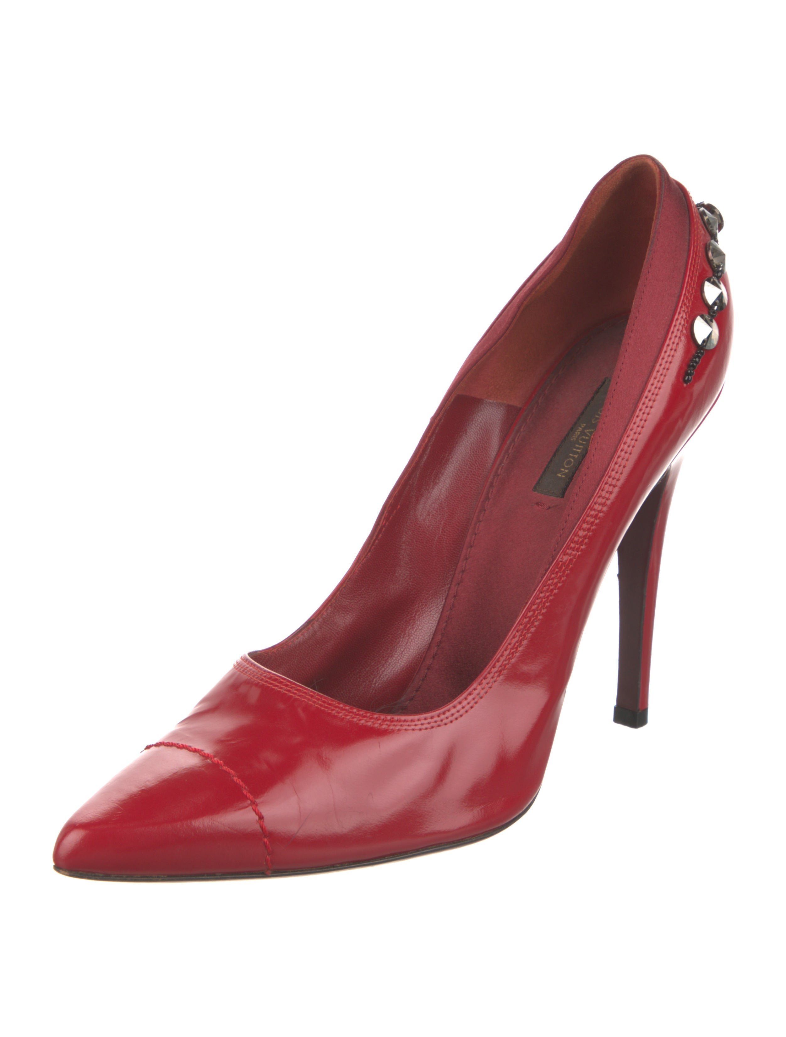 Louis Vuitton Leather Studded Accents Pumps - Red Pumps, Shoes ...