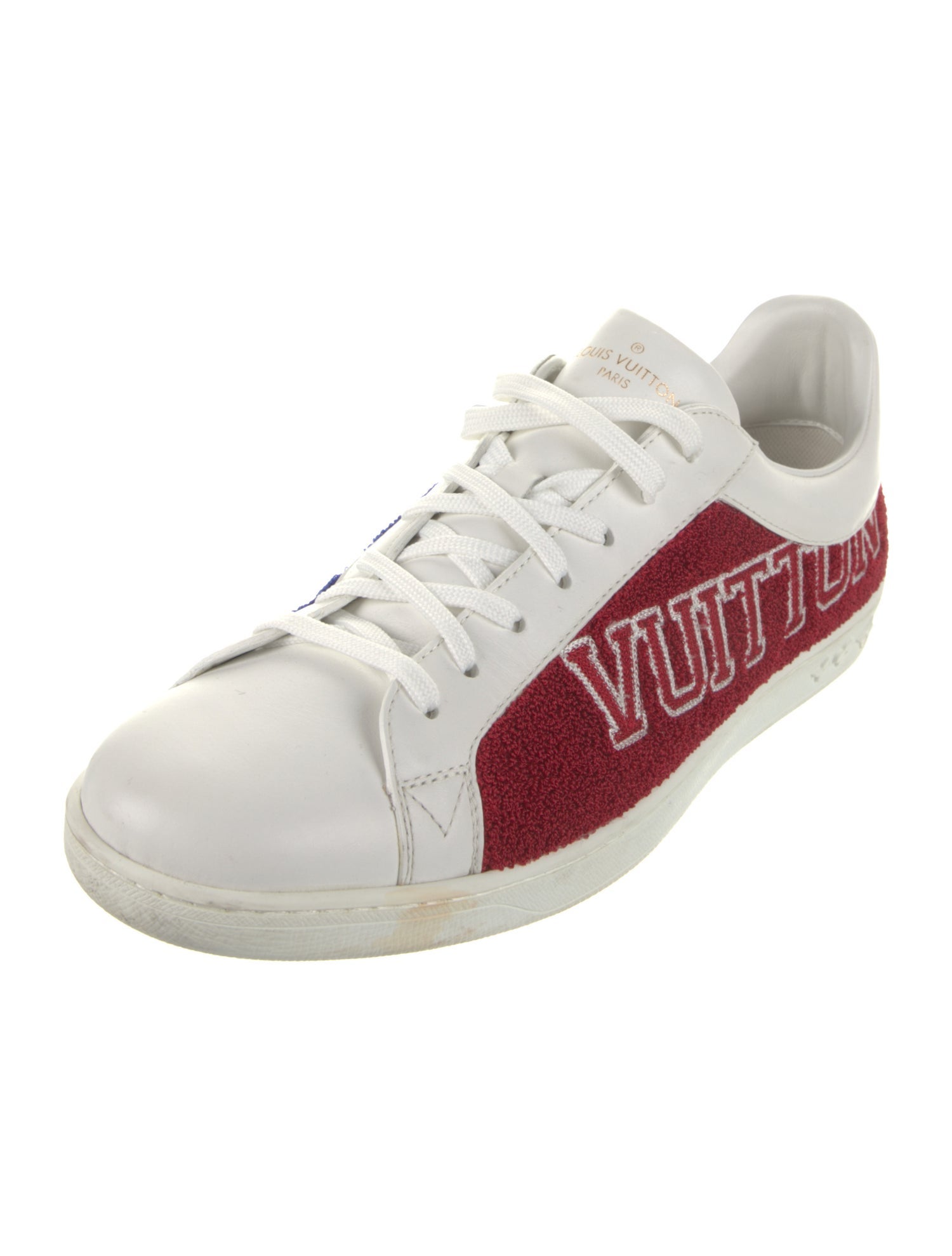 Louis Vuitton Printed Embroidered Accent Sneakers - Red Sneakers, Shoes ...