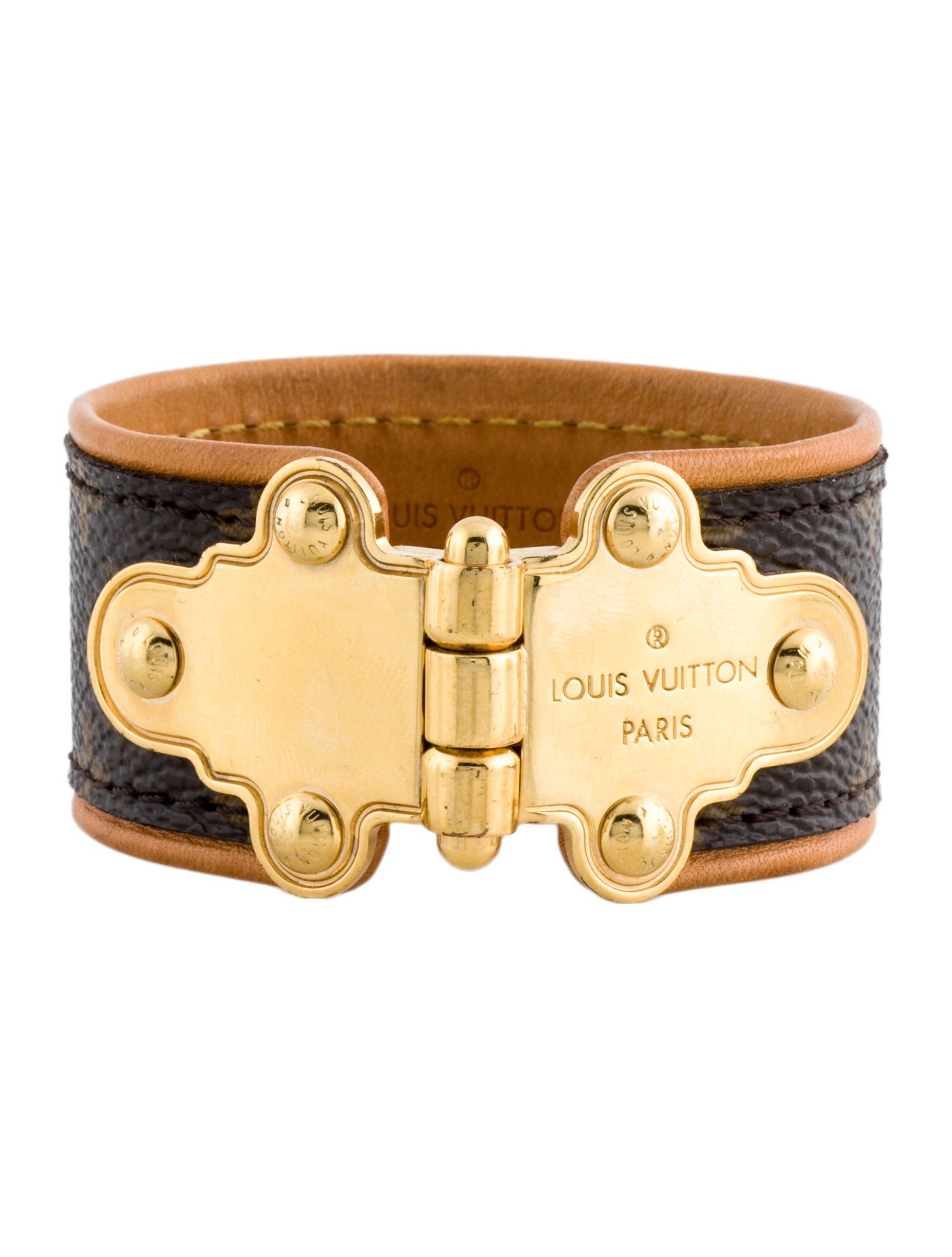 Louis Vuitton Leather Save It Monogram Wrap Bracelet - Brass Wrap ...