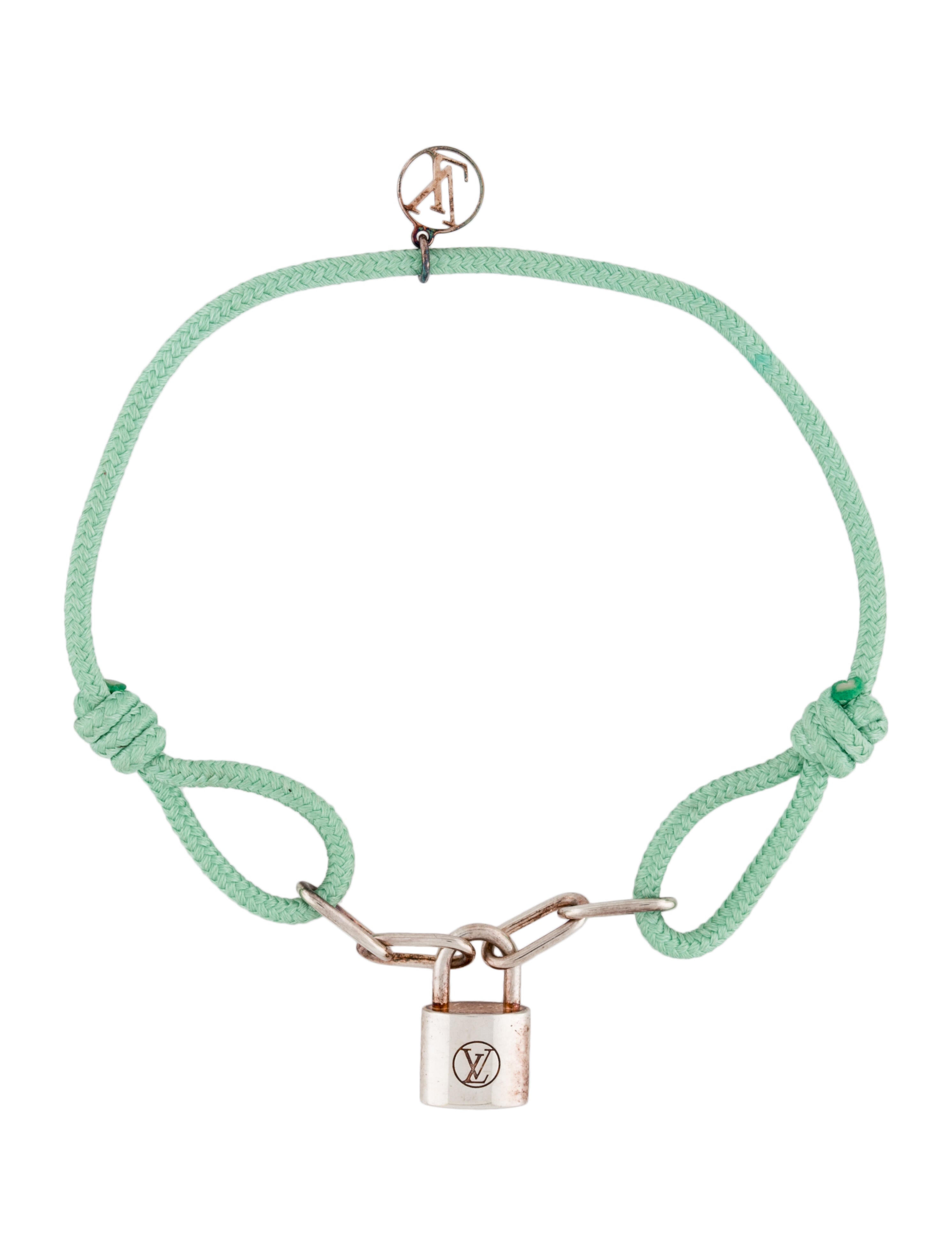 Louis Vuitton Cord Lockit Bracelet - Green, Sterling Silver Wrap ...