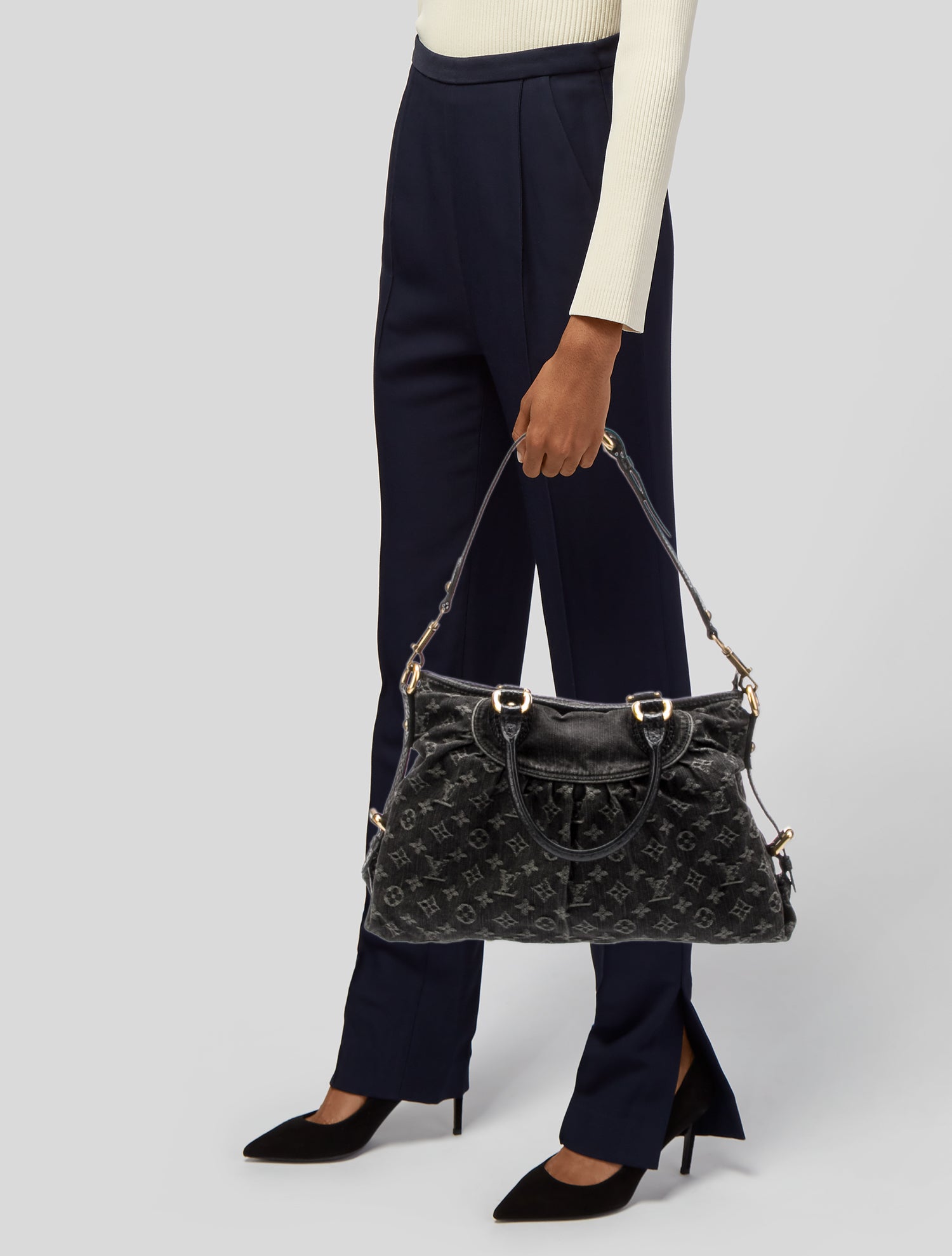 Louis Vuitton Monogram Denim Neo Cabby MM - Black Handle Bags, Handbags ...