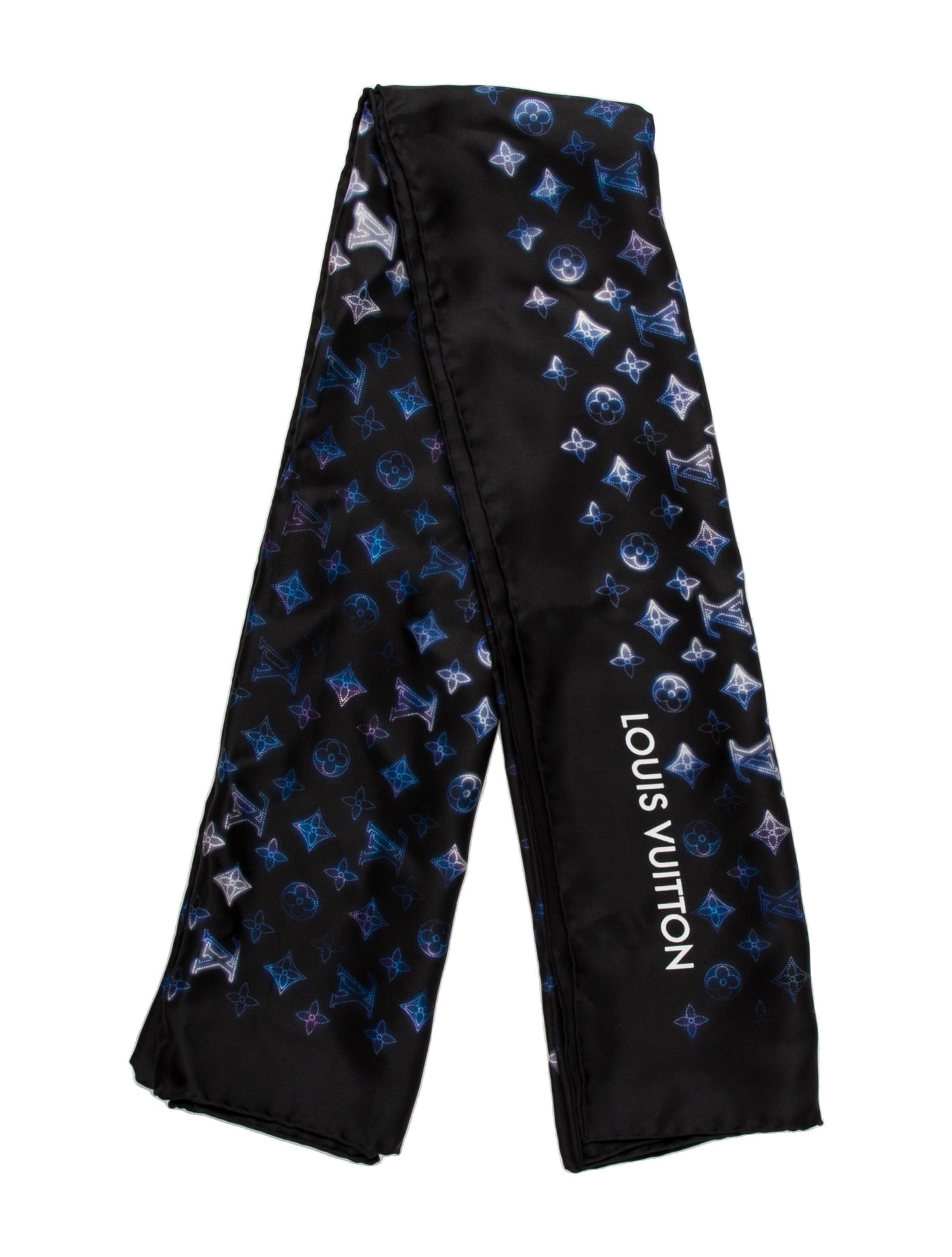 Louis Vuitton Silk Monogram Pattern Scarf w/ Tags - Black Scarves and Shawls, Accessories ...