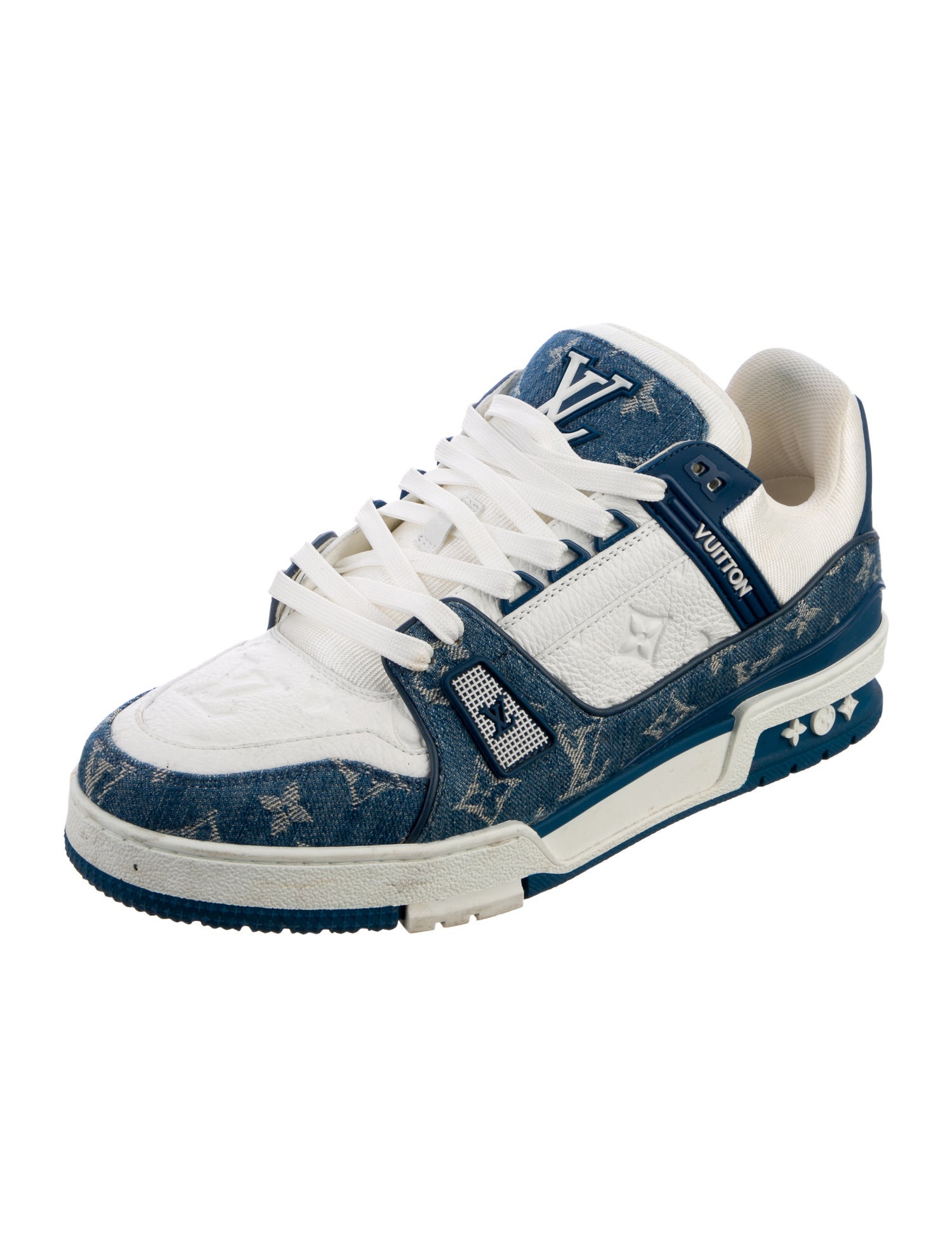 Louis Vuitton LV Trainer 'Monogram Denim White Blue' Chunky Sneakers ...