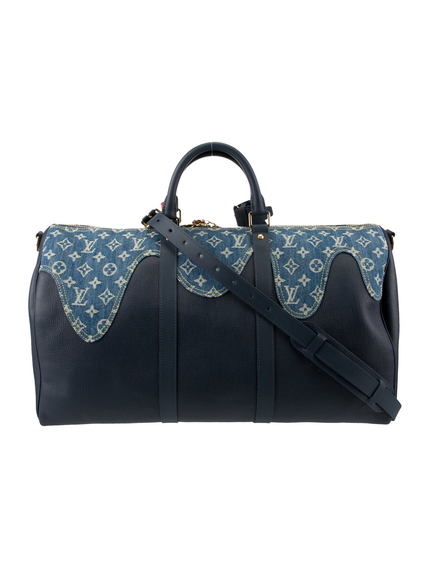 Louis Vuitton x NIGO Monogram Denim Drip Taurillon Keepall Bandouliere 50 - Blue Luggage and ...