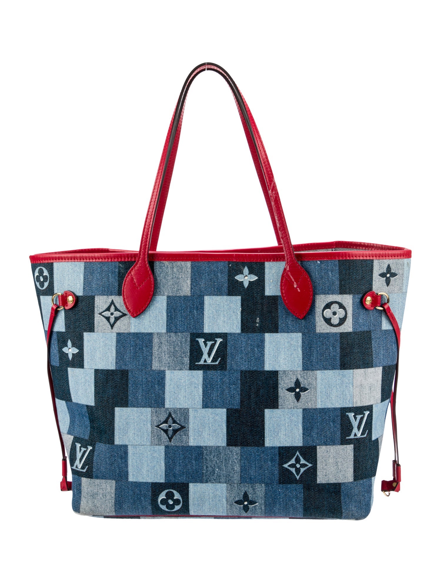Louis Vuitton Monogram Denim Patchwork Neverfull MM w/ Pouch - Blue ...