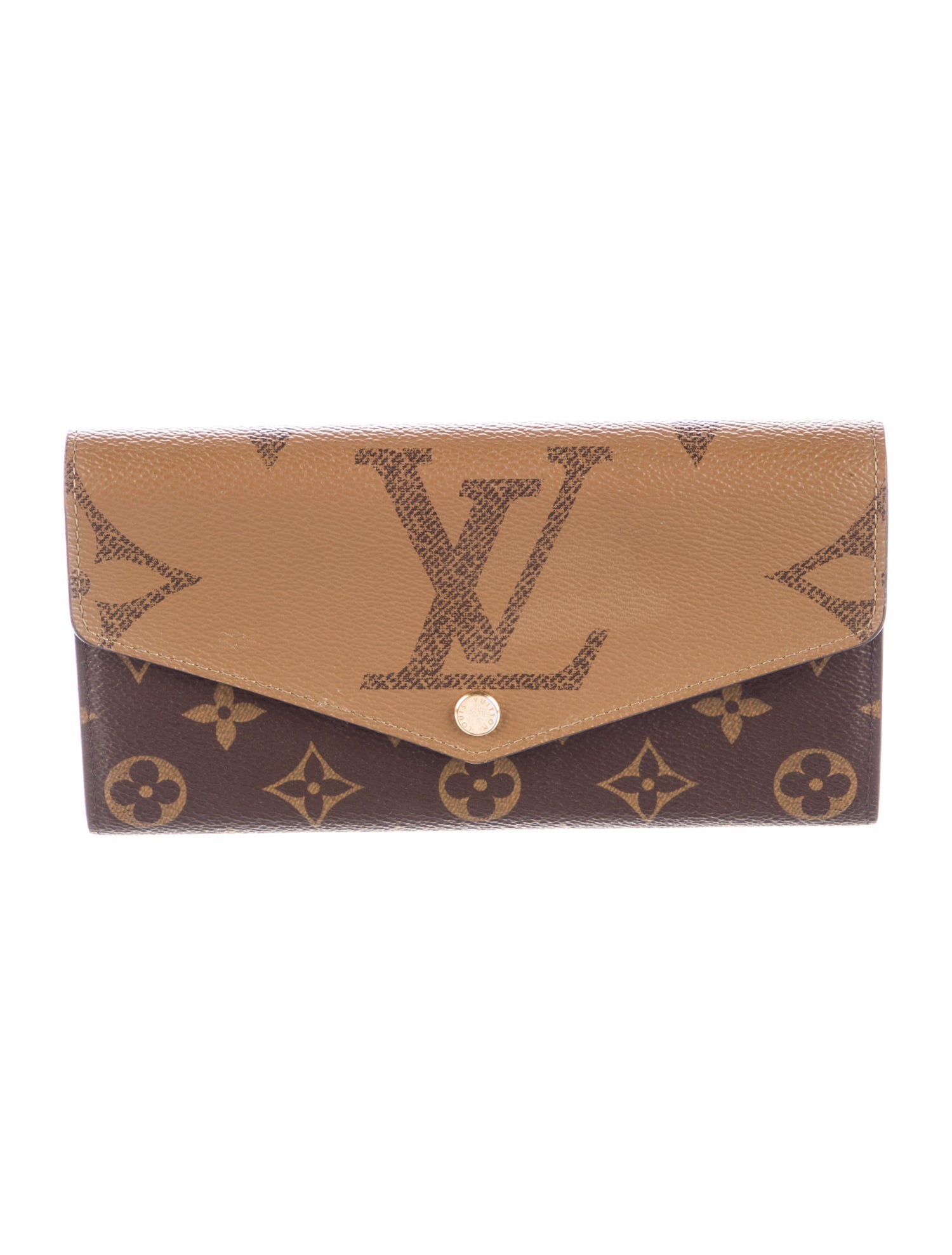 Louis Vuitton Monogram Giant Pattern Coated Canvas Sarah Wallet - Brown ...