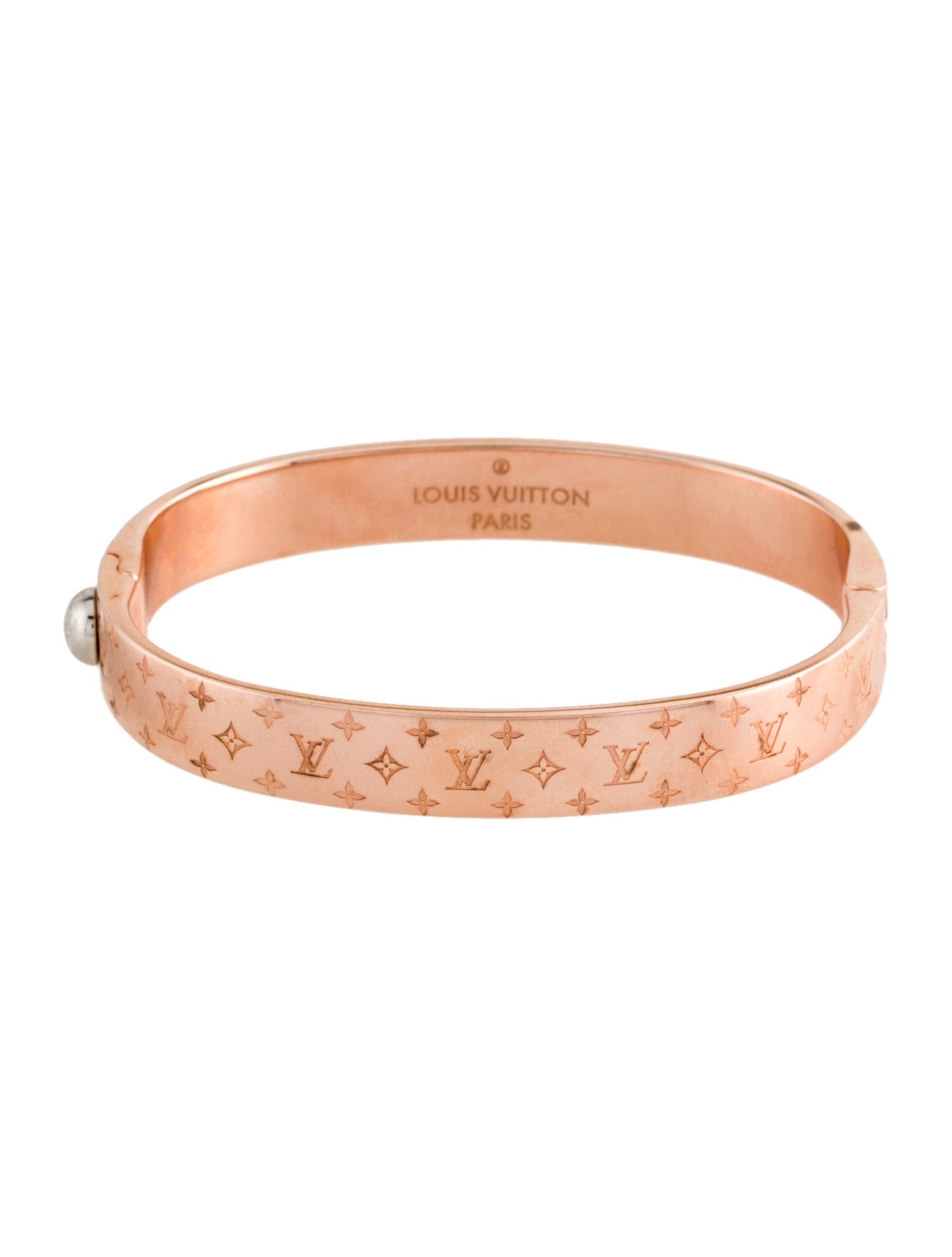 Louis Vuitton Nanogram Hinged Bangle Bracelet - Rose Gold-Tone Metal ...