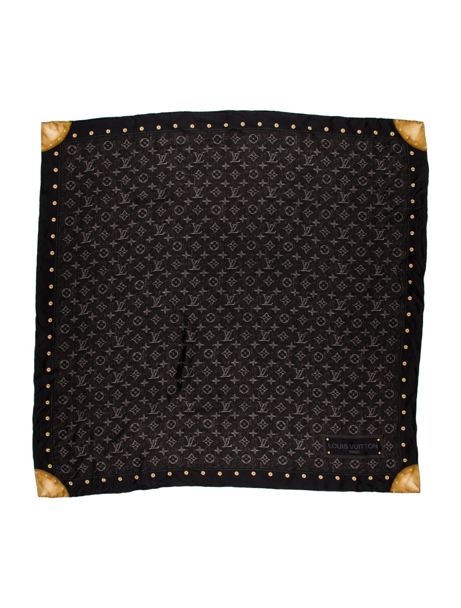 Louis Vuitton Studded Motif Print LV Monogram Scarf - Black Scarves and ...