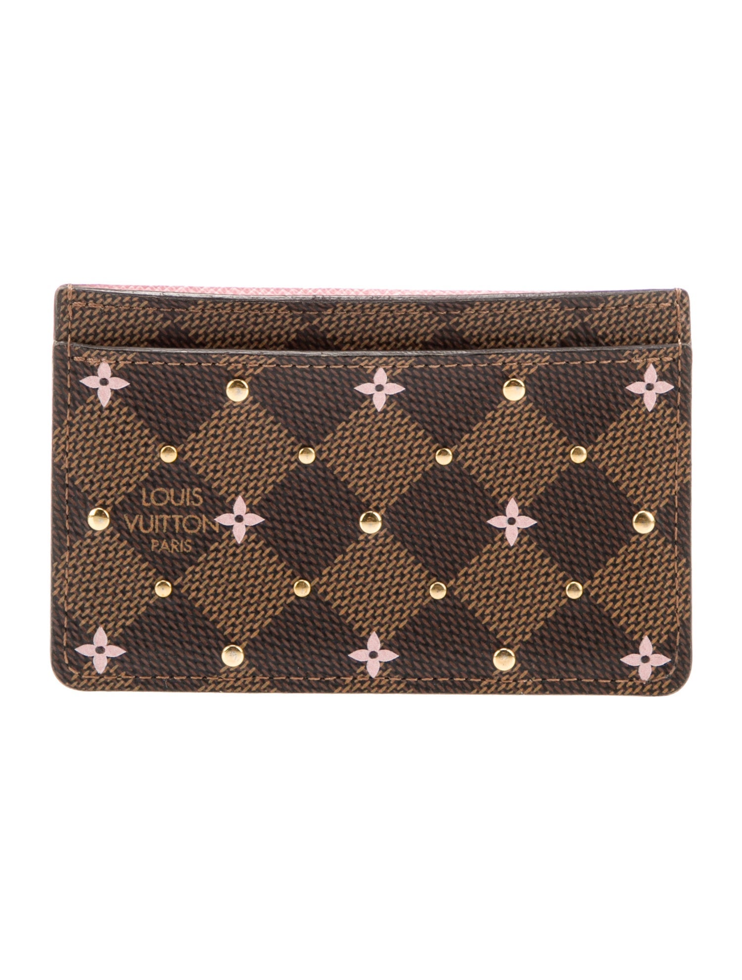 Louis Vuitton Damier Ebene Pattern Coated Canvas Card Case - Brown ...