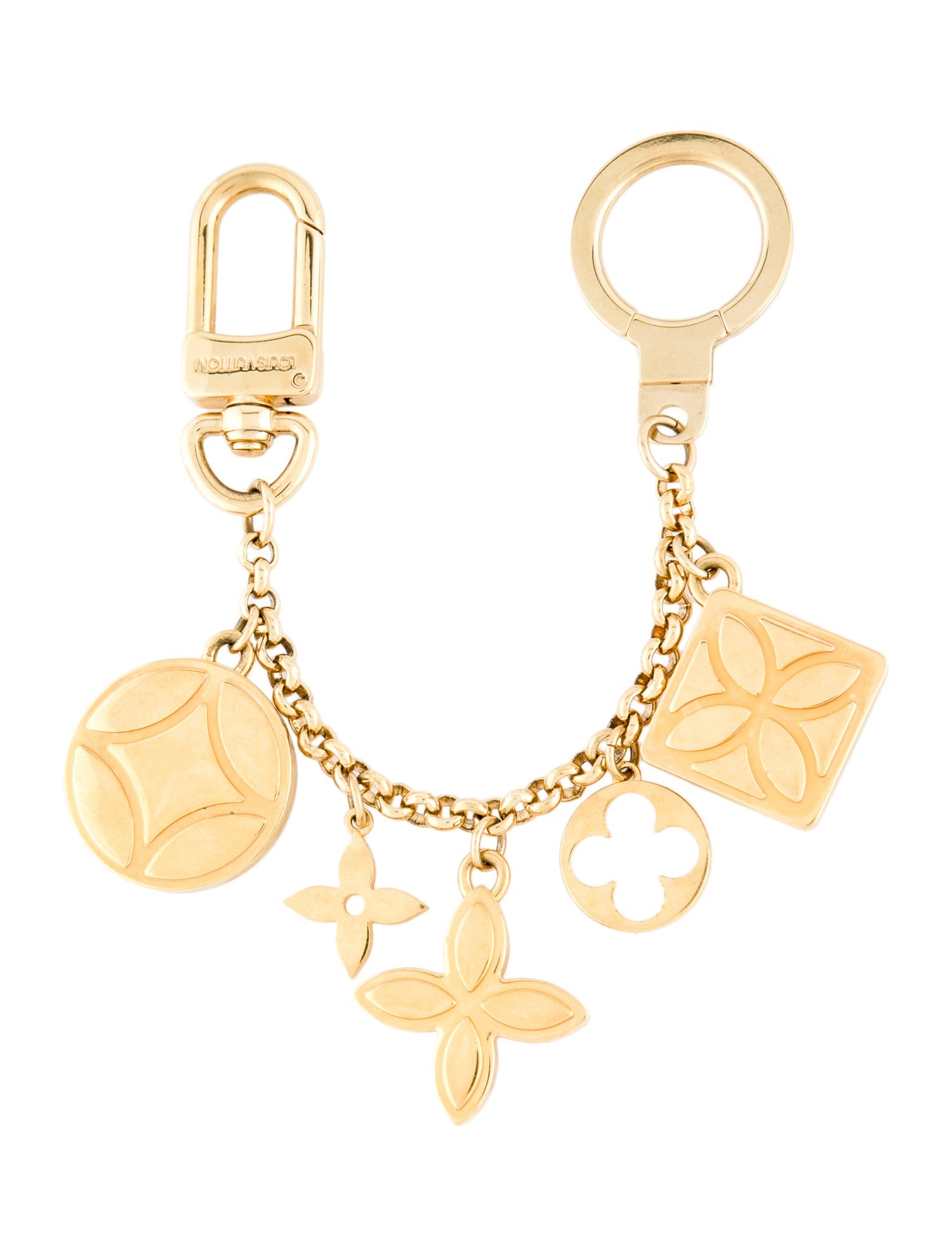 Louis Vuitton Fleur De Monogram Chain Bag Charm and Key Holder - Gold ...