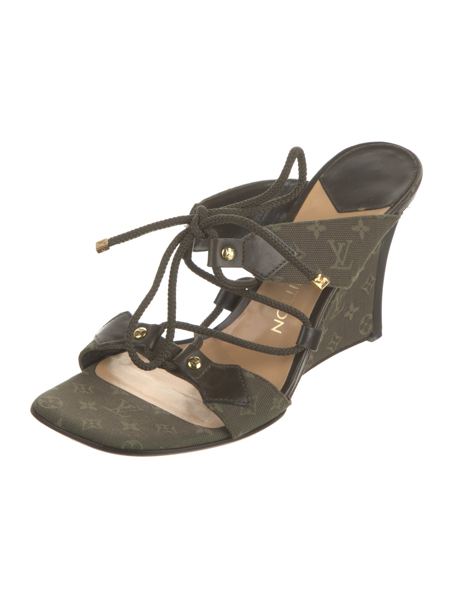 Louis Vuitton LV Monogram Canvas Slides - Green Sandals, Shoes ...