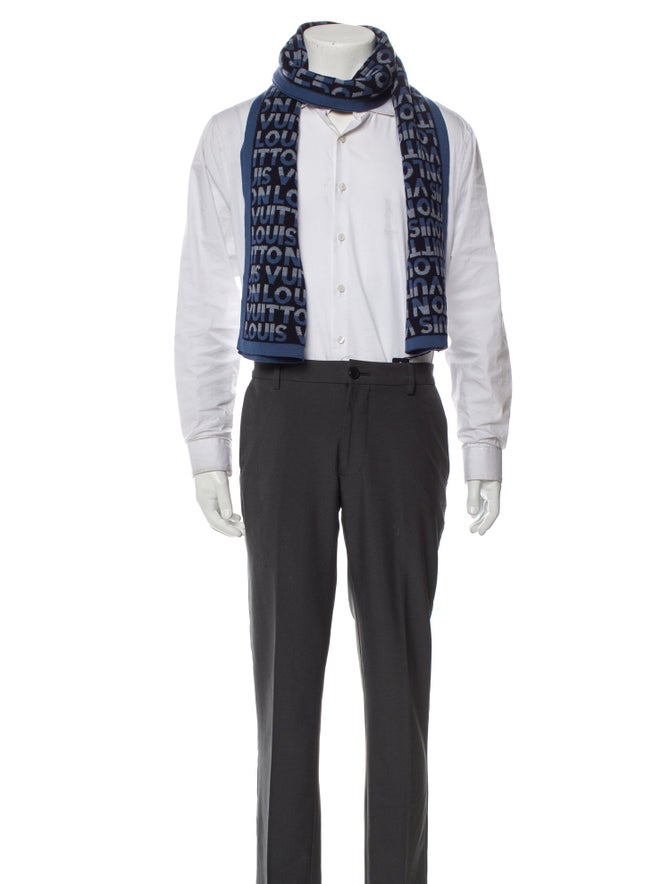 Louis Vuitton Split Wool Scarf w/ Tags - Blue Scarves, Accessories ...
