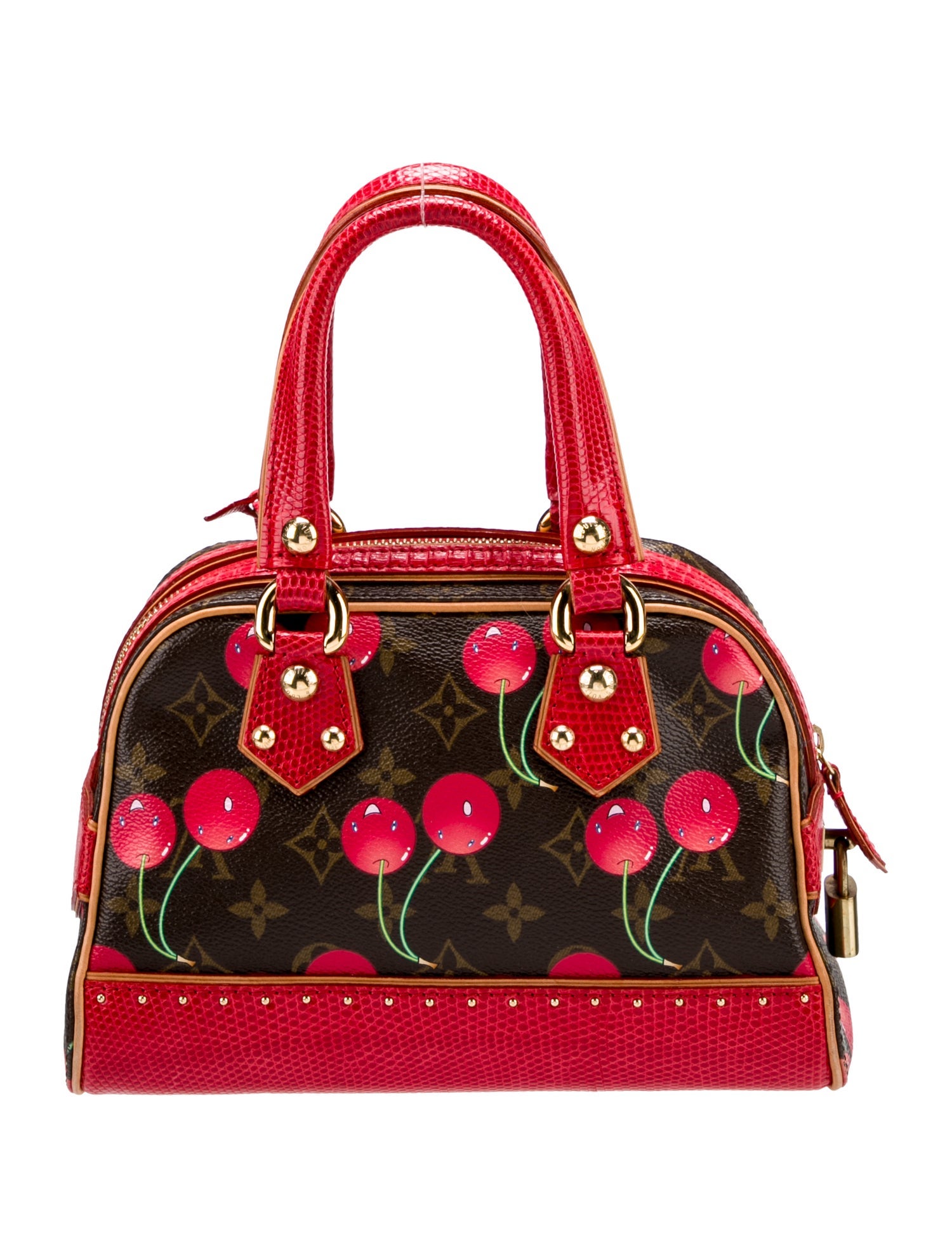 Louis Vuitton Monogram Cerises Lizard Neo Deauville - Brown Handle Bags ...