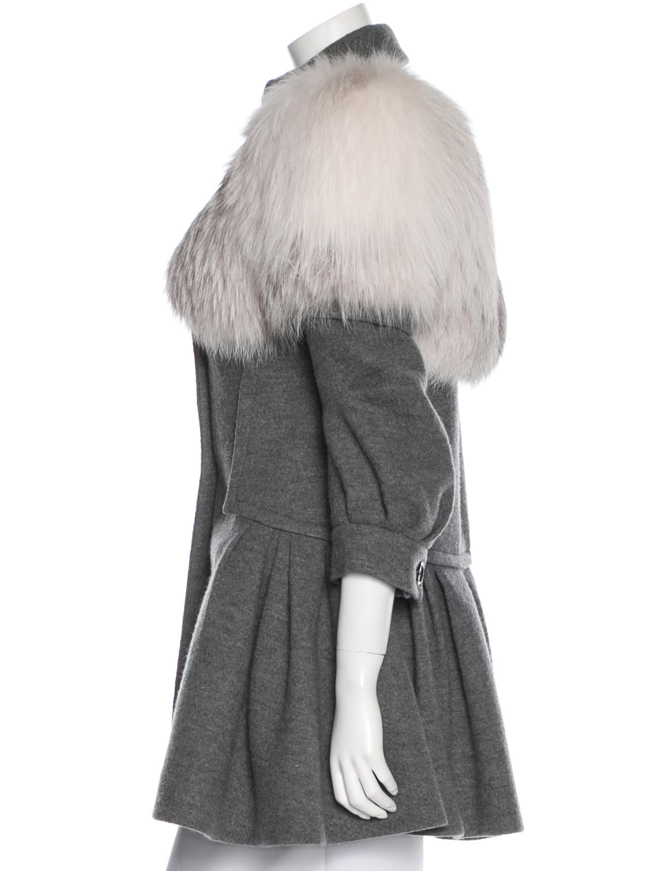 Louis Vuitton Fur Trimmed Wool Coat - Grey Coats, Clothing - LOU88013 ...
