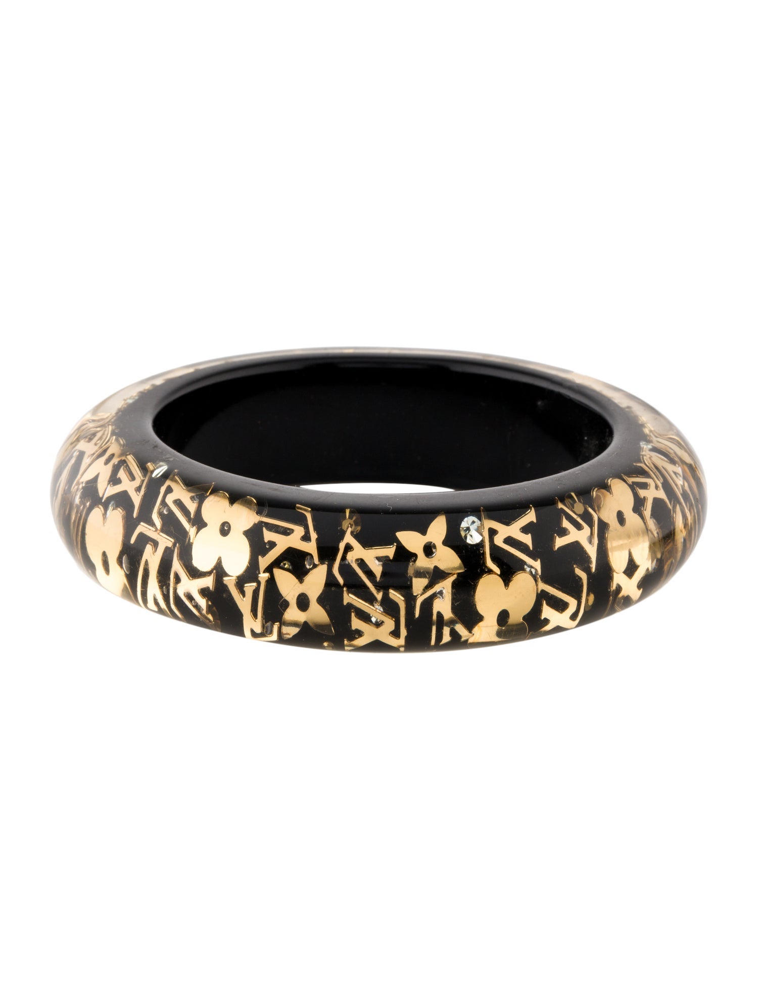 Louis Vuitton Wide Inclusion Bangle - Black, Brass Bangle, Bracelets ...