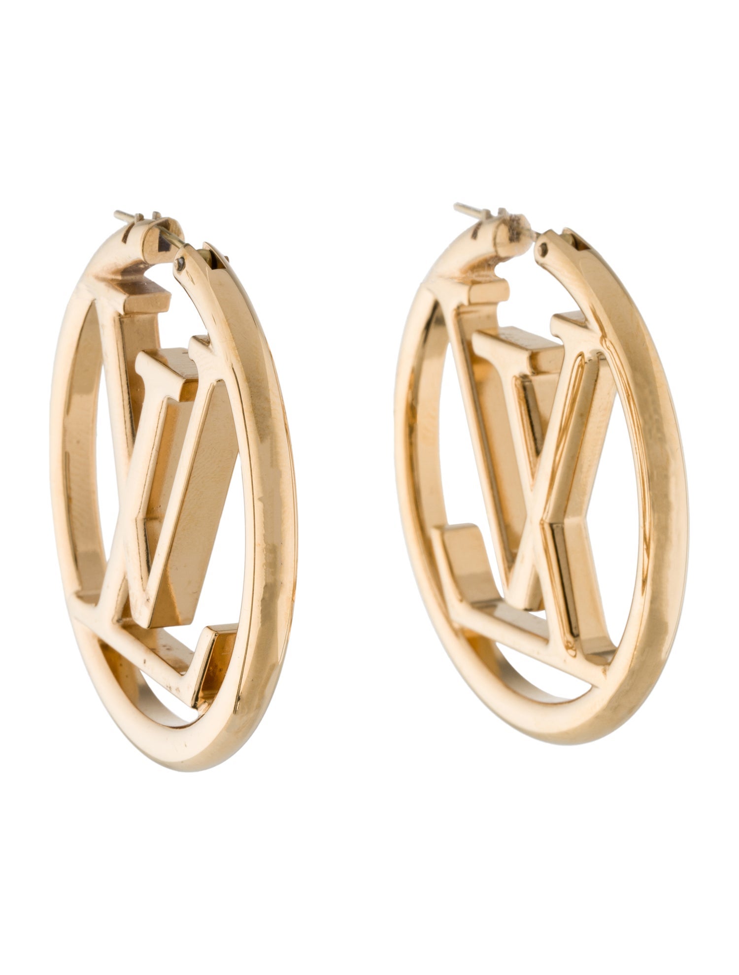 Louis Vuitton Louise LV Hoop Earrings - Brass Hoop, Earrings ...