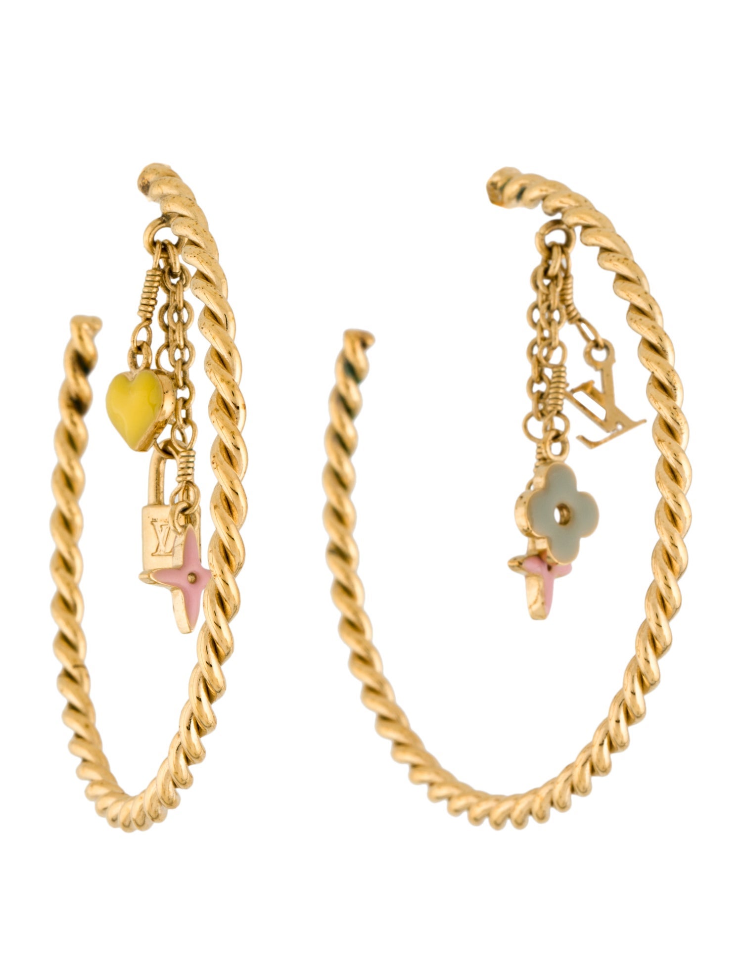 Louis Vuitton Sweet Monogram Hoop Earrings - Orange, Brass Hoop ...
