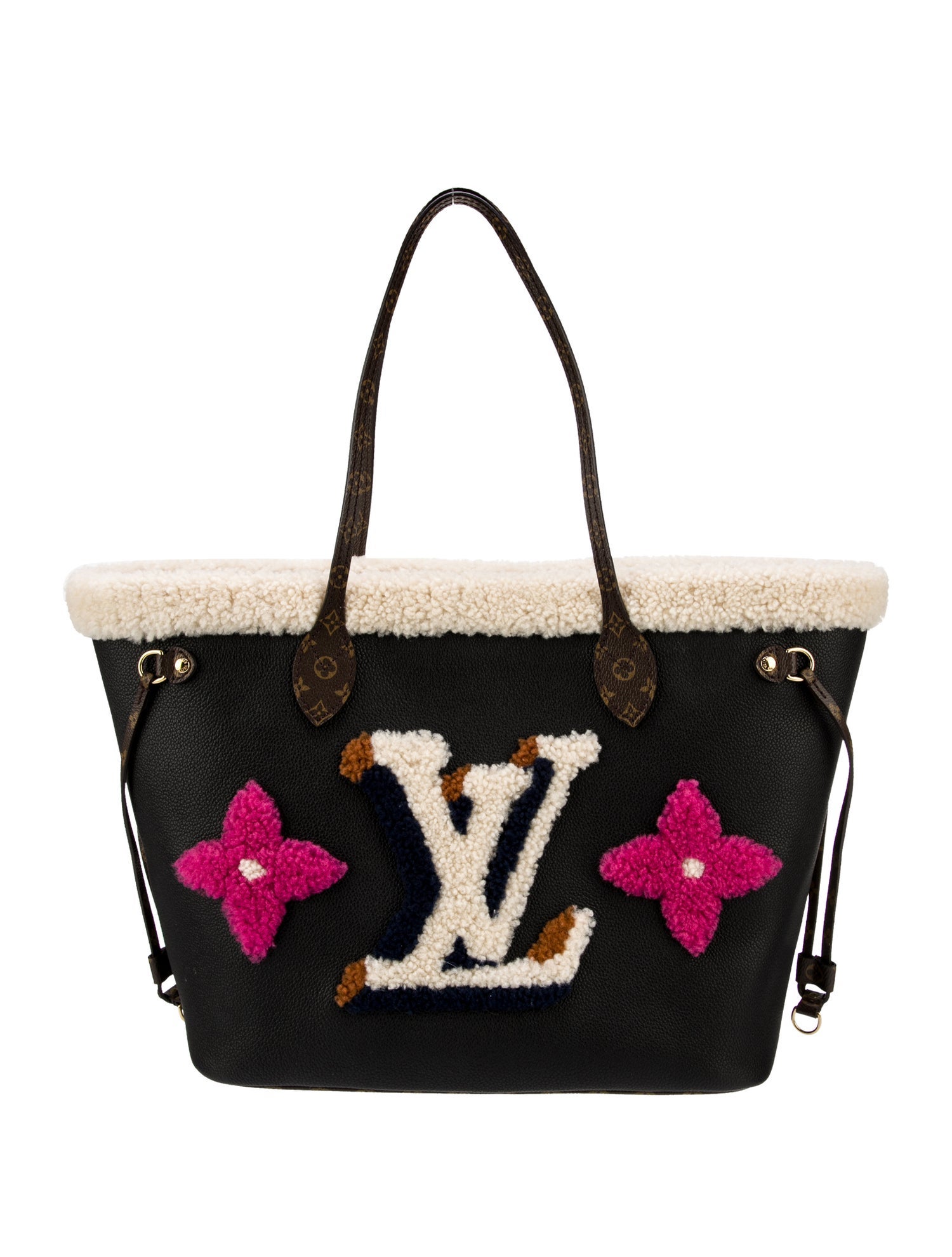 Louis Vuitton Shearling Monogram Teddy Neverfull MM w/Pouch - Black ...