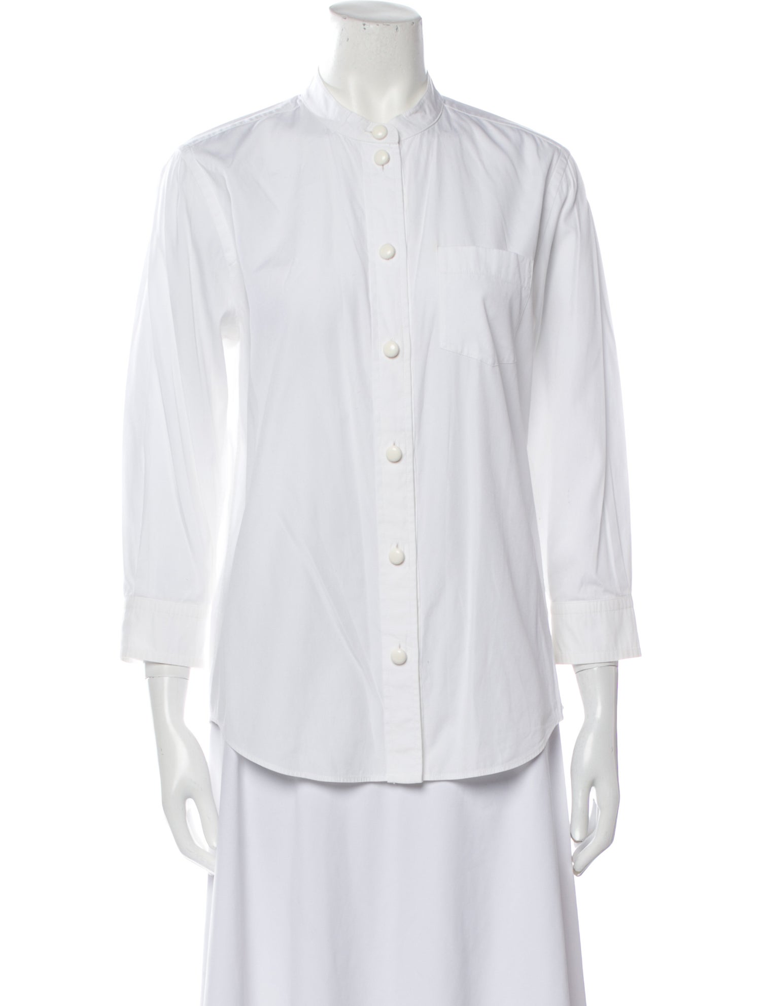 Louis Vuitton Three-Quarter Sleeve Button-Up Top - White Tops, Clothing ...