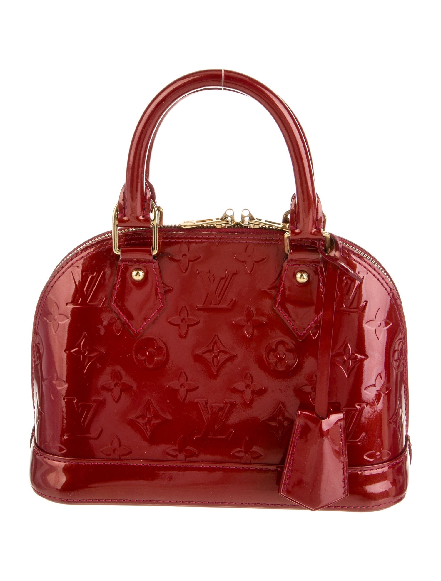 Louis Vuitton Vernis Patent Leather Alma BB Top Handle Bag - Red Handle ...