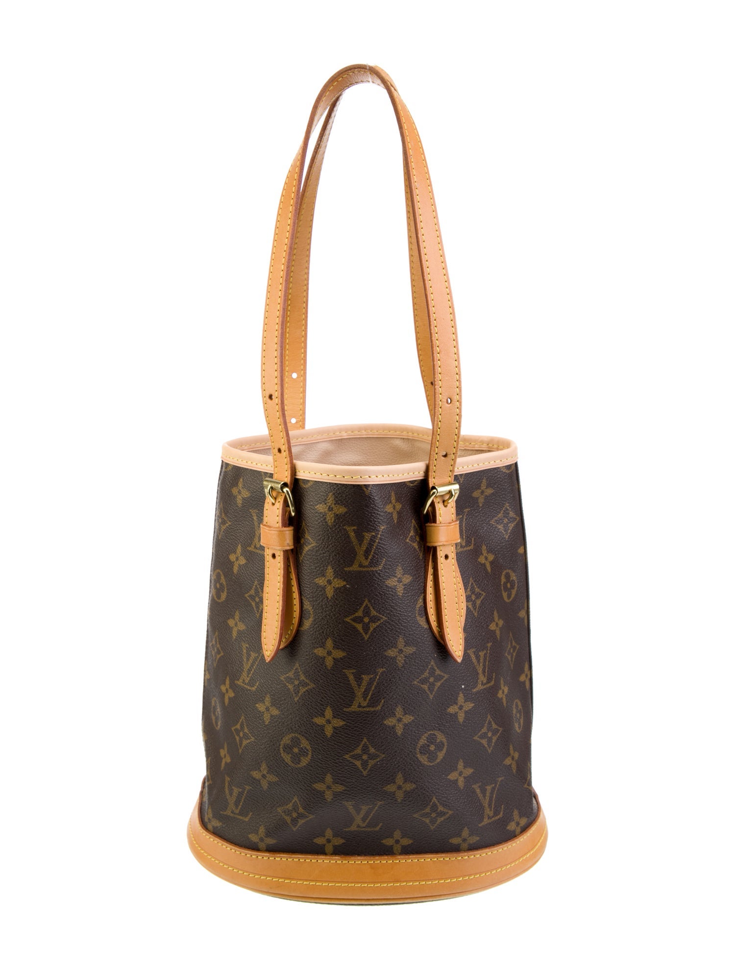 Louis Vuitton Coated Canvas Petit Bucket LV Monogram Bucket Bag - Brown ...