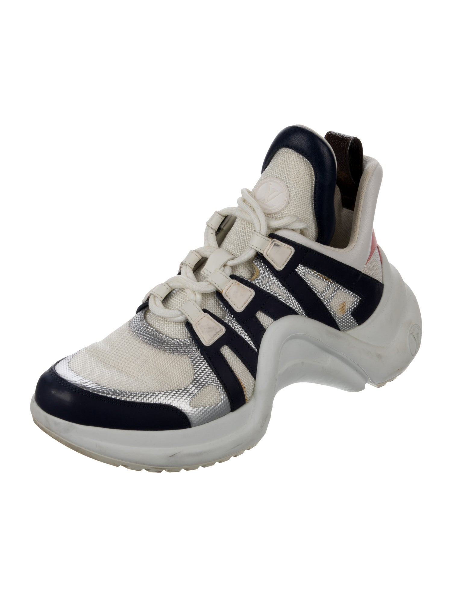 Louis Vuitton Monogram Pattern Leather Chunky Sneakers - Blue Sneakers ...