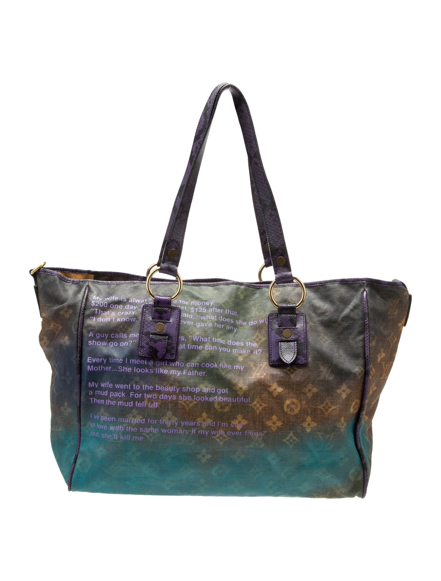 Louis Vuitton x Richard Prince Monogram Heartbreak Jokes Tote - Purple ...