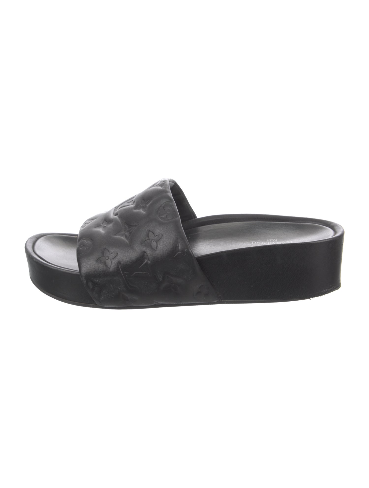 Louis Vuitton LV Monogram Leather Slides - Black Sandals, Shoes ...