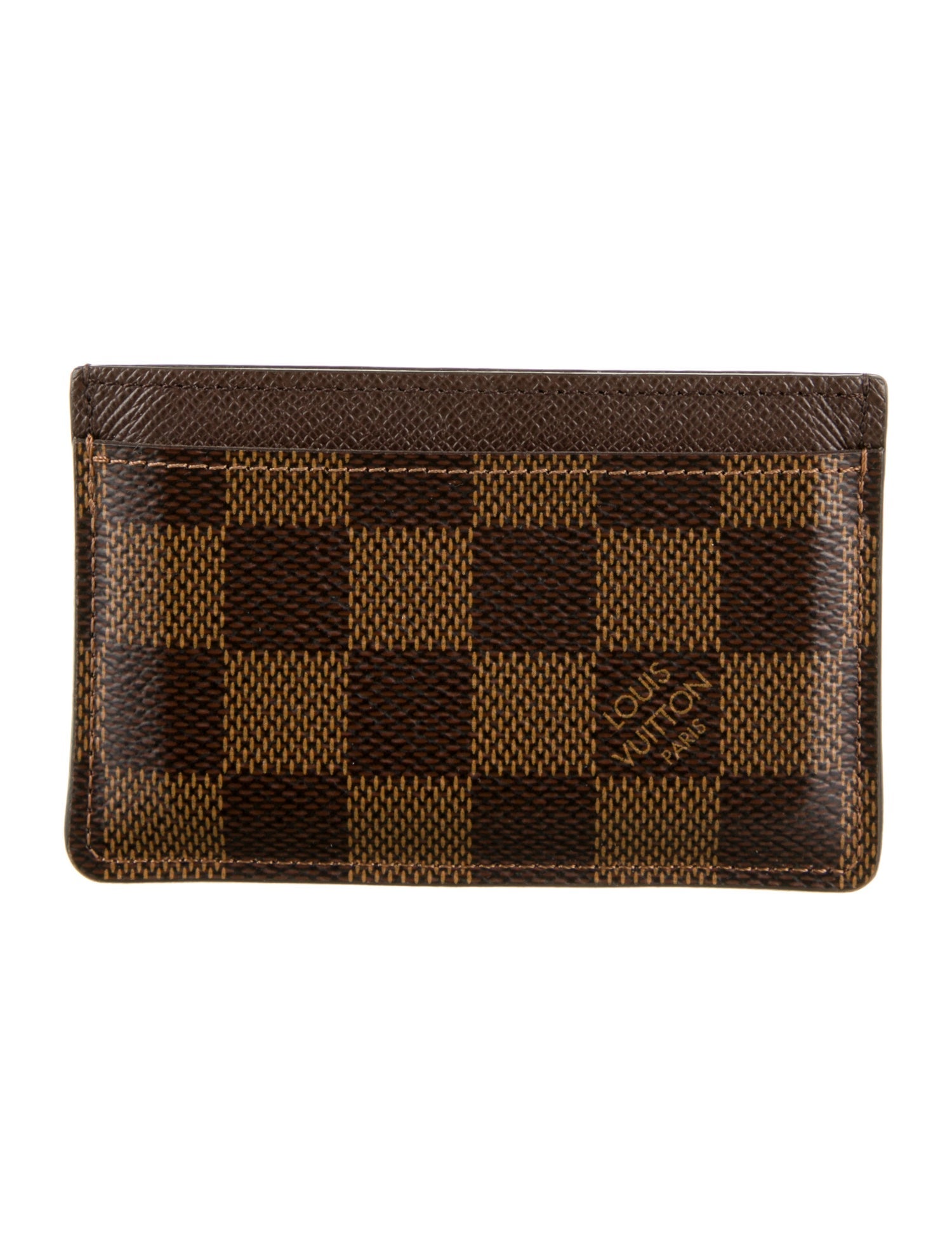 Louis Vuitton Damier Ebene Pattern Coated Canvas Card Case - Brown ...
