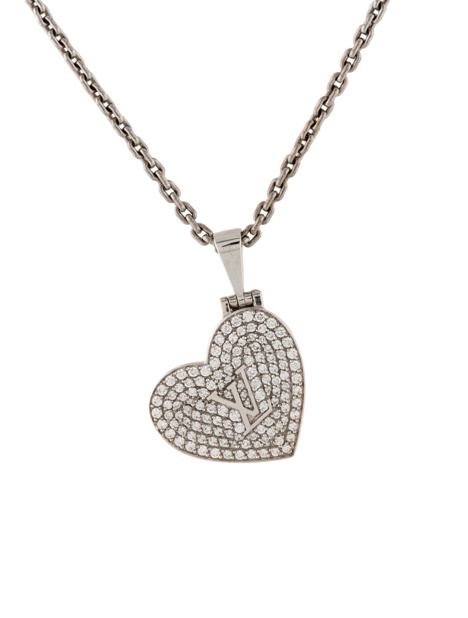 Louis Vuitton 18K Diamond Locket Pendant Necklace - Rhodium-Plated 18K ...