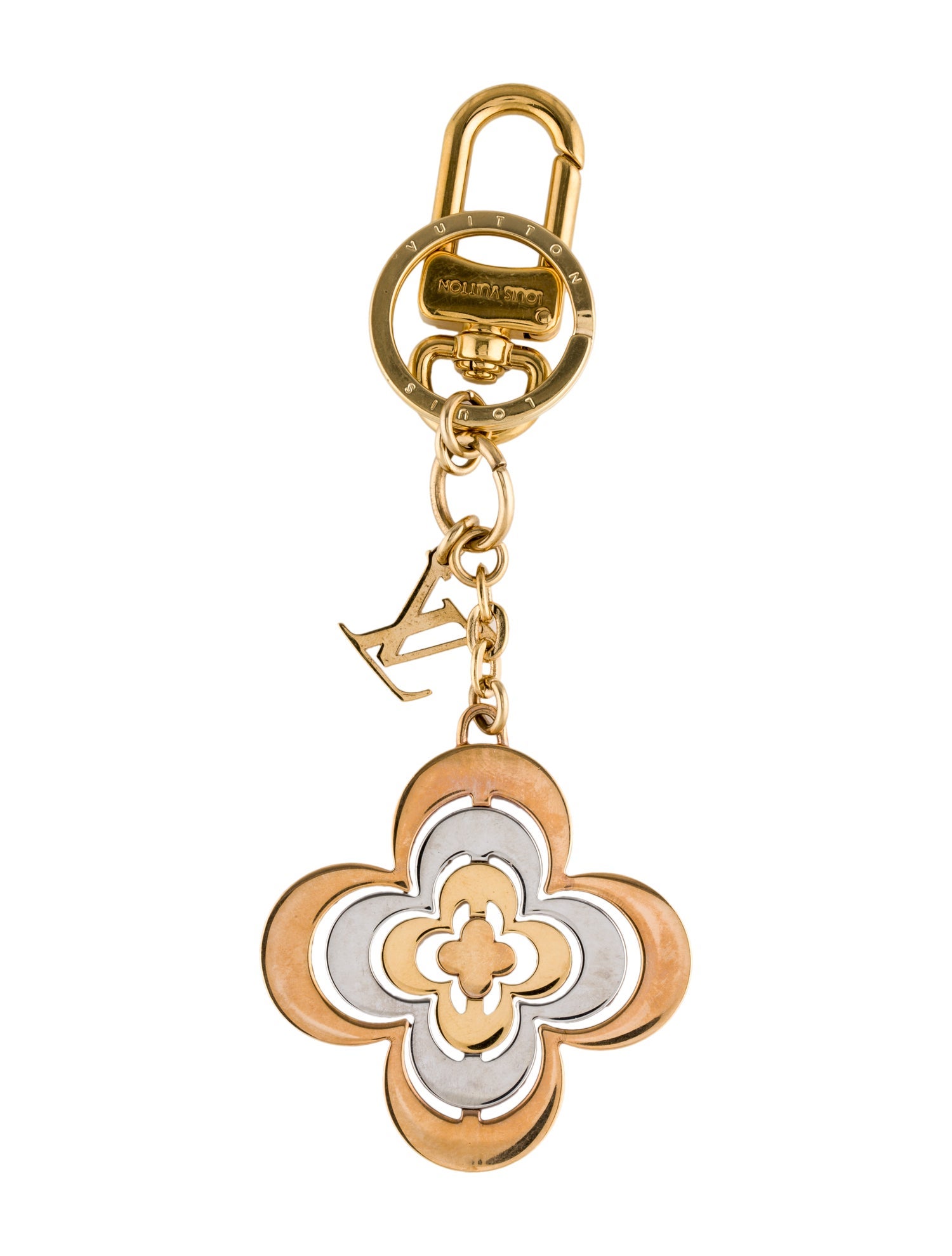Louis Vuitton Flowers Bag Charm and Key Holder - Gold Bag Accessories ...
